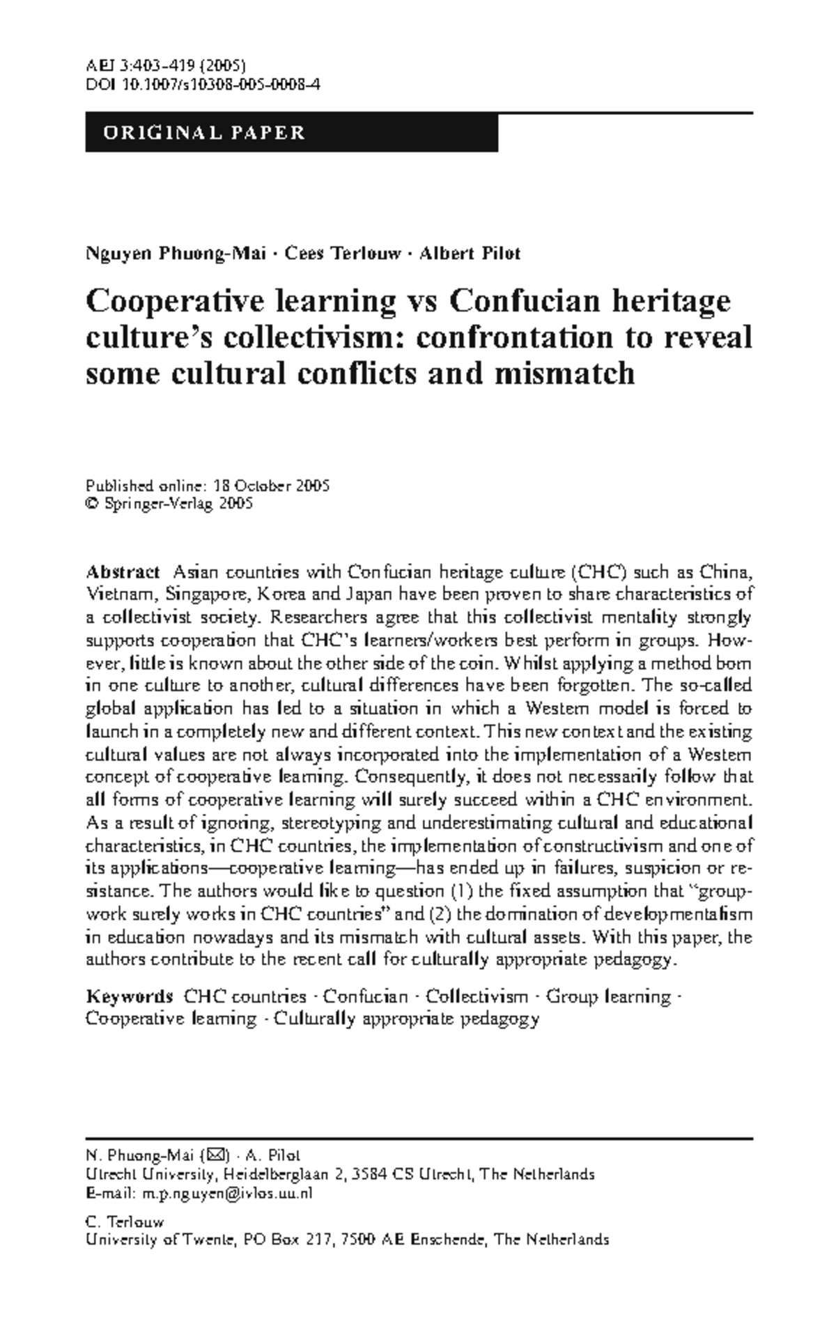 S10308 Cooperative Learning vs Confucian Heritage Collectivism Analysis ...