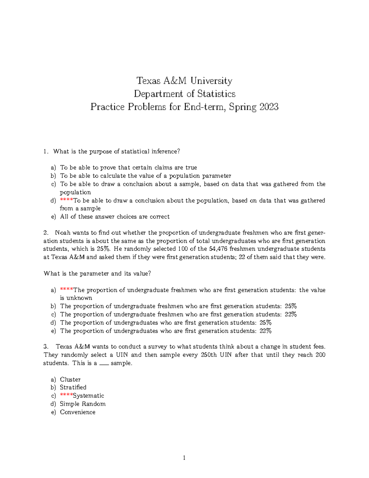Sp23 303 Final Exam Practice Questions and Solutions - Studocu