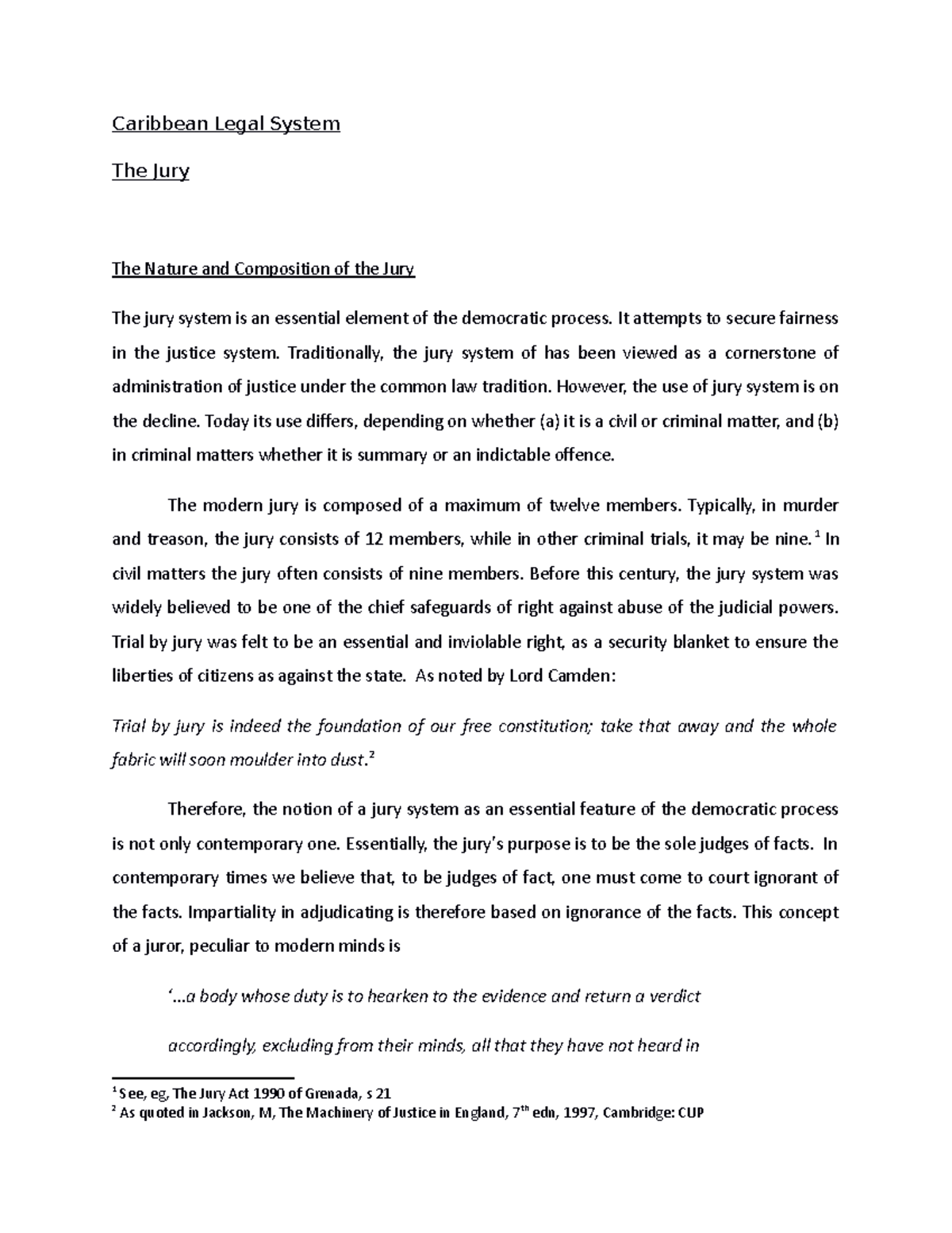 Lect. 6.2 Overview of the Jury System in the Caribbean Legal Context ...