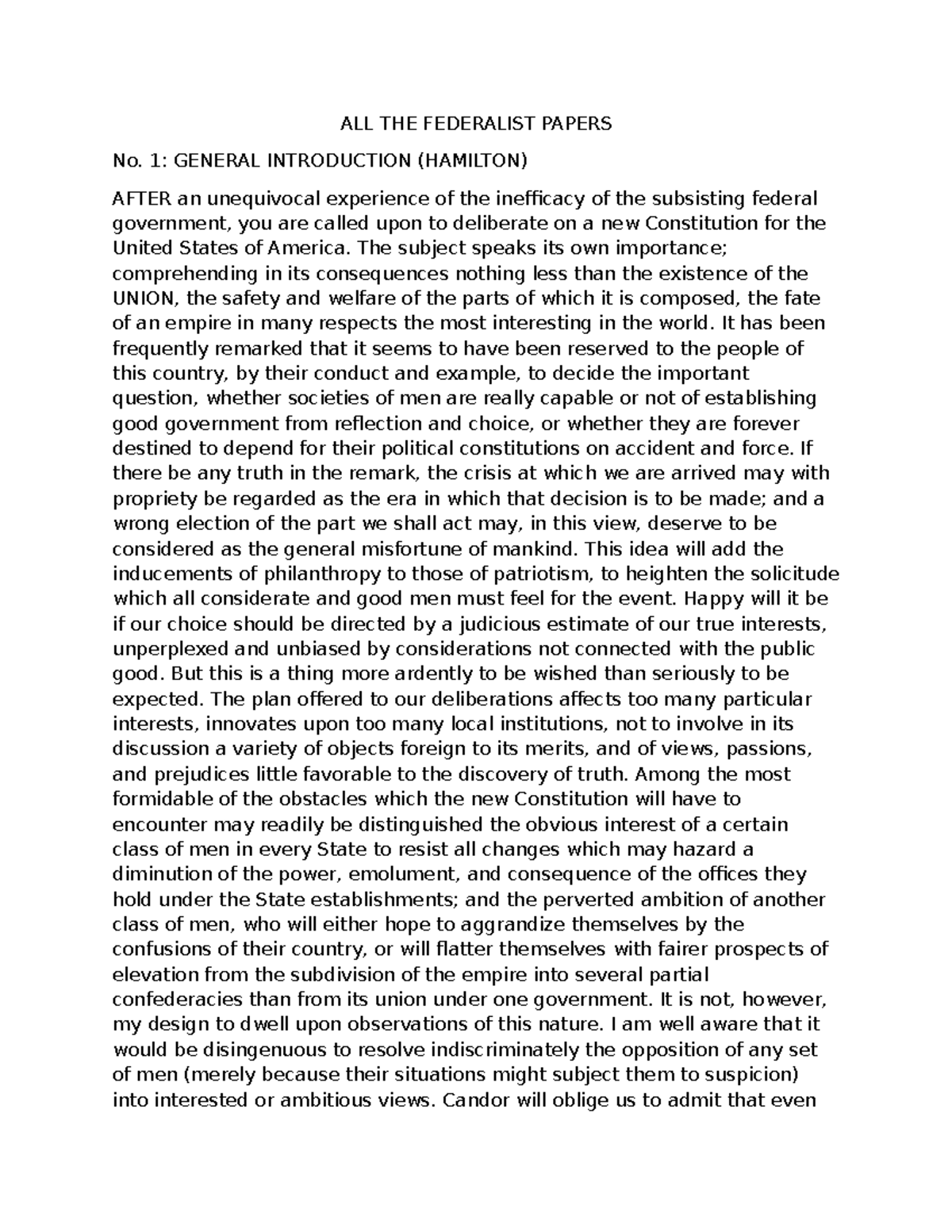 Federalist Papers Analysis: The Compromise of Republic and Federalism ...