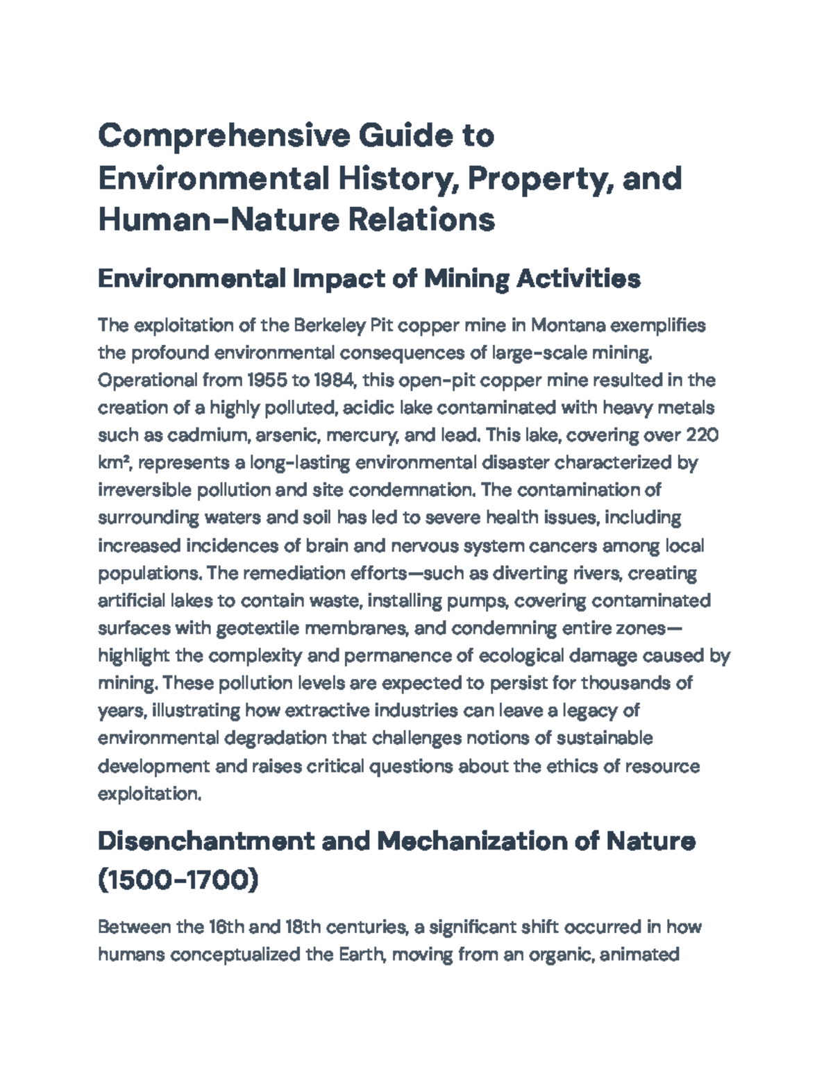 Comprehensive Overview of Environmental History and Property Dynamics ...