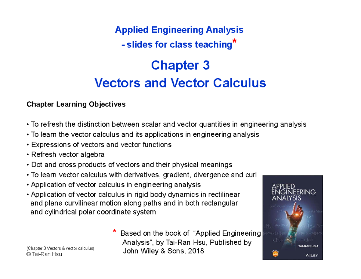 Hsu - Chapter 3: Vectors & Vector Calculus Lecture Notes - Studocu