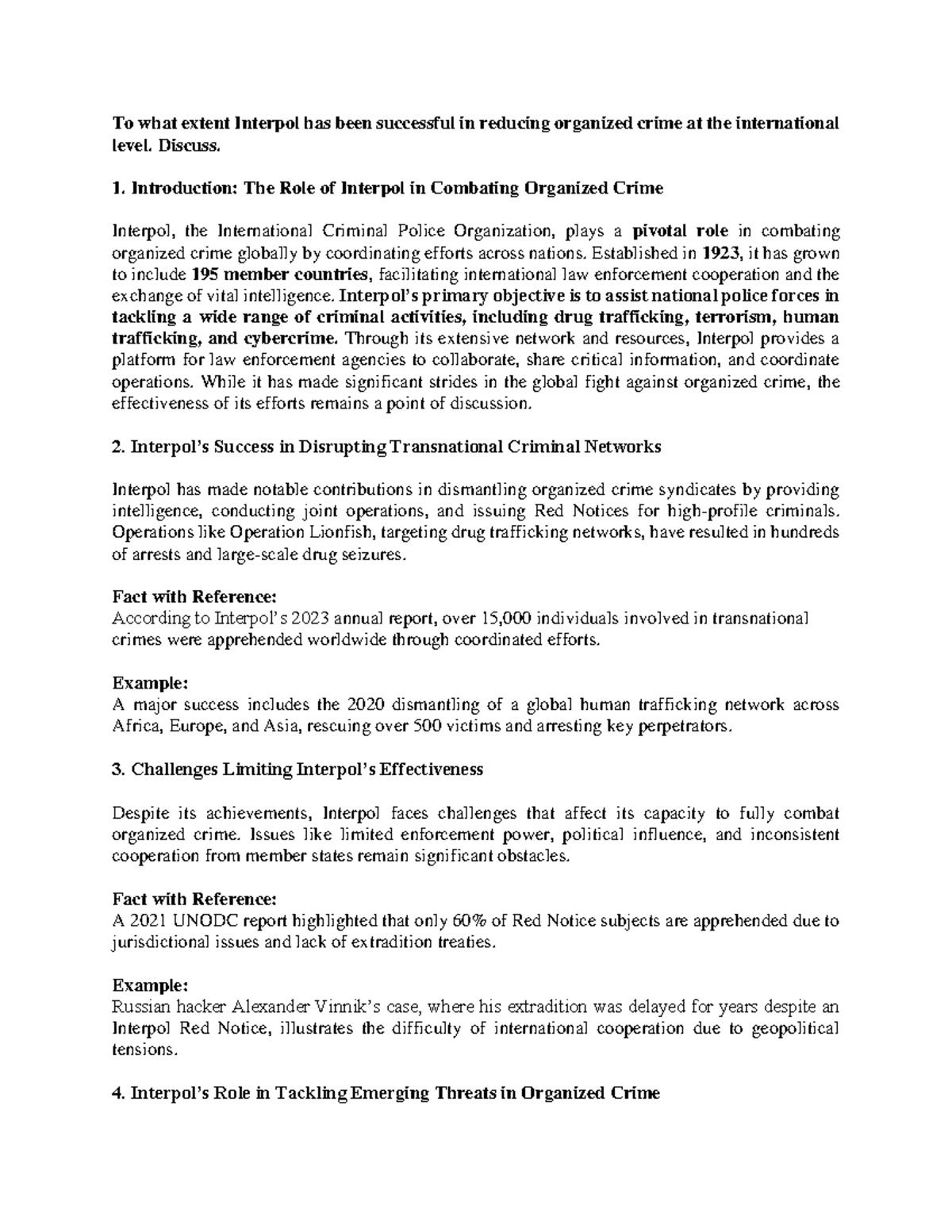 To what extent Interpol has been successful in reducing organized crime ...