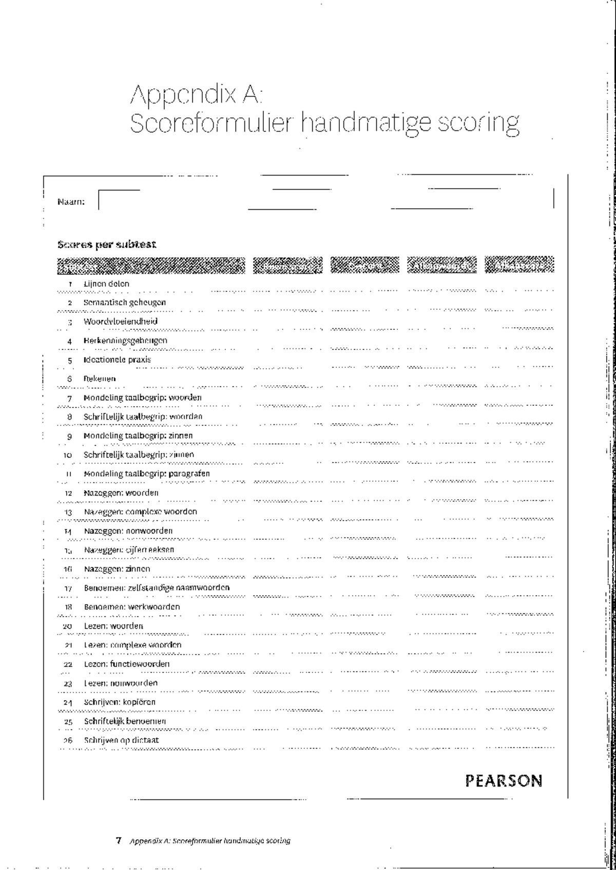 CAT-NL: Appendix A - Handmatige Scoring Scoreformulier - Studocu