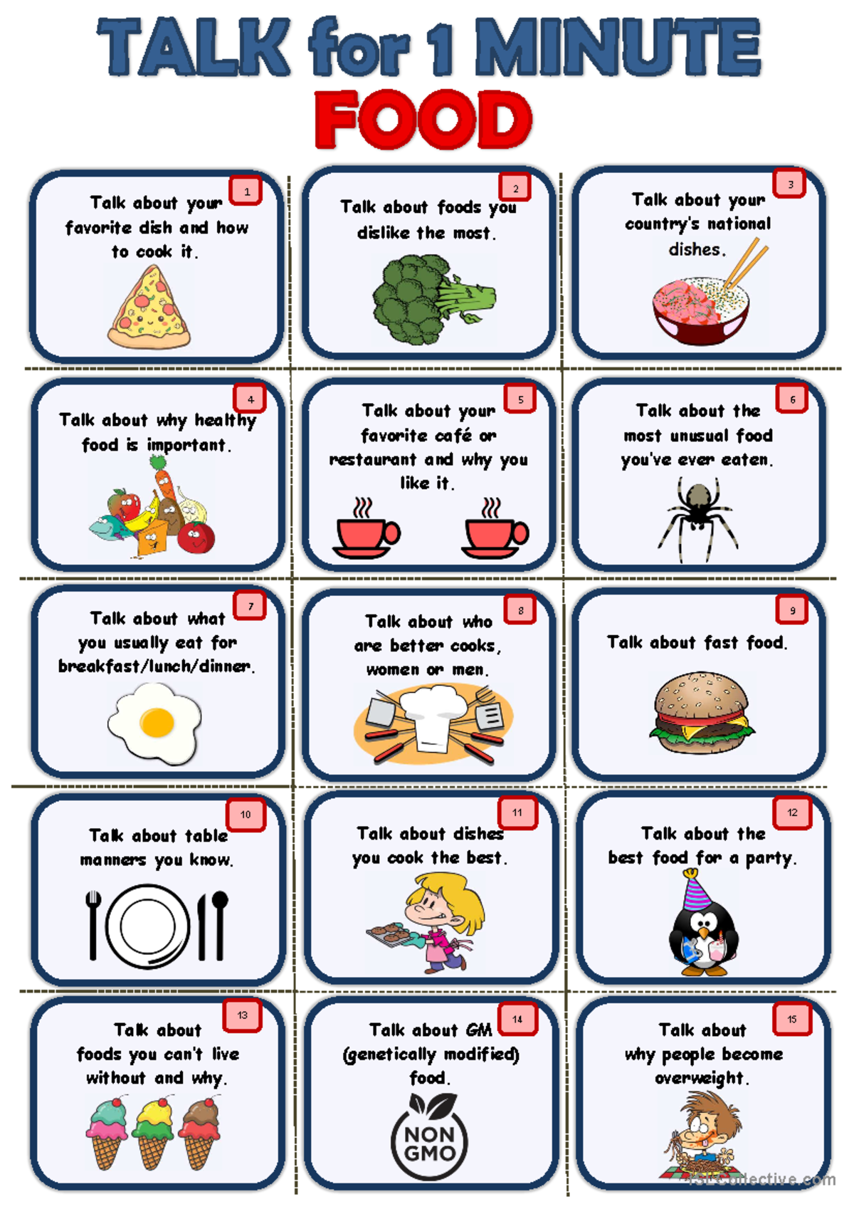 FOOD - Speaking Cards: Discussion Topics & Prompts - Studocu