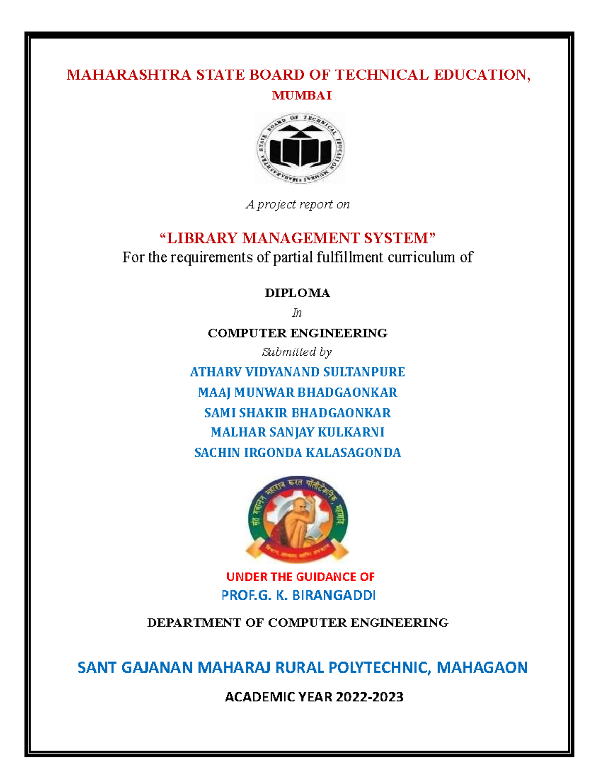 Library Management System Micro Project Report (DIPLOMA 22616) - Studocu