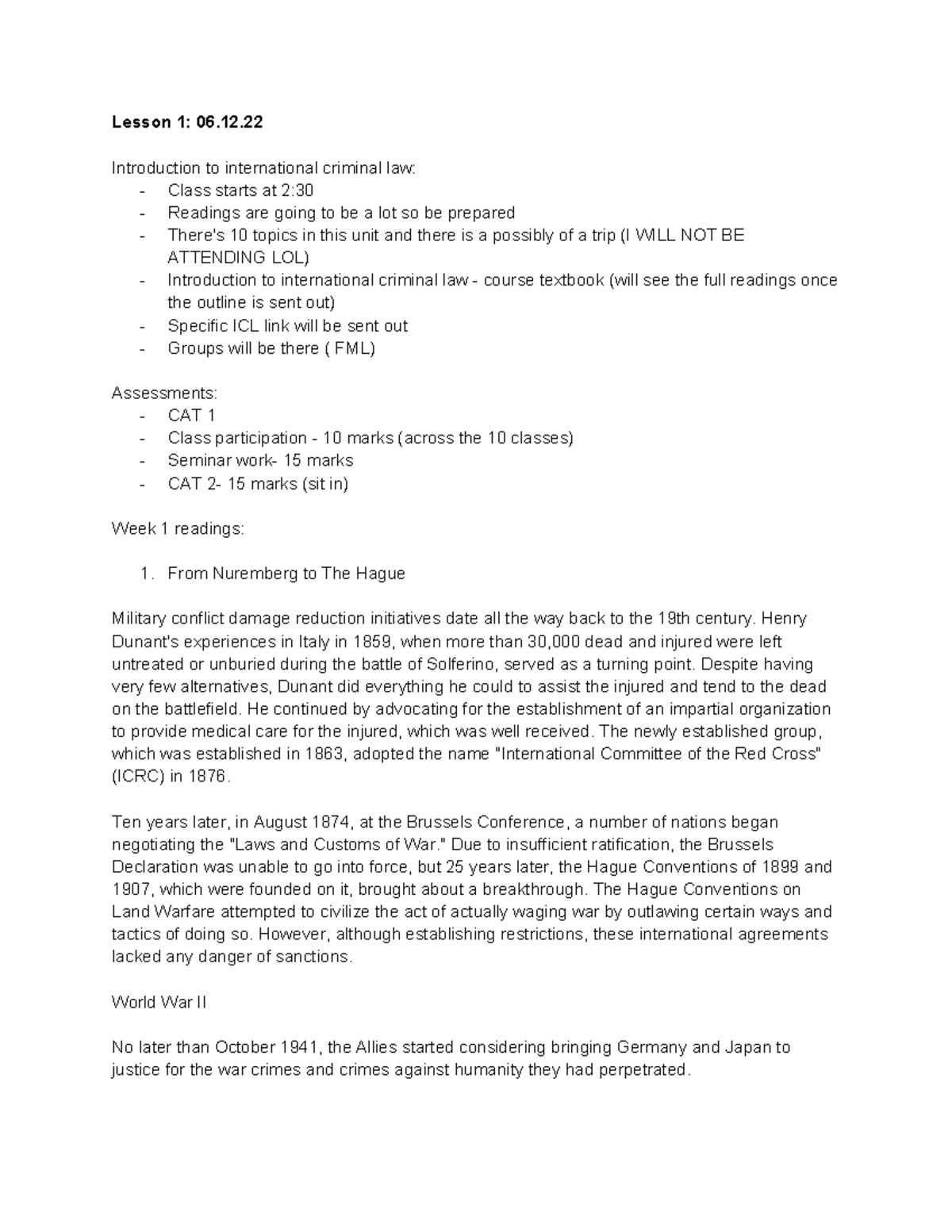 International Criminal Law ICL Lesson 1: Intro to Key Concepts ...