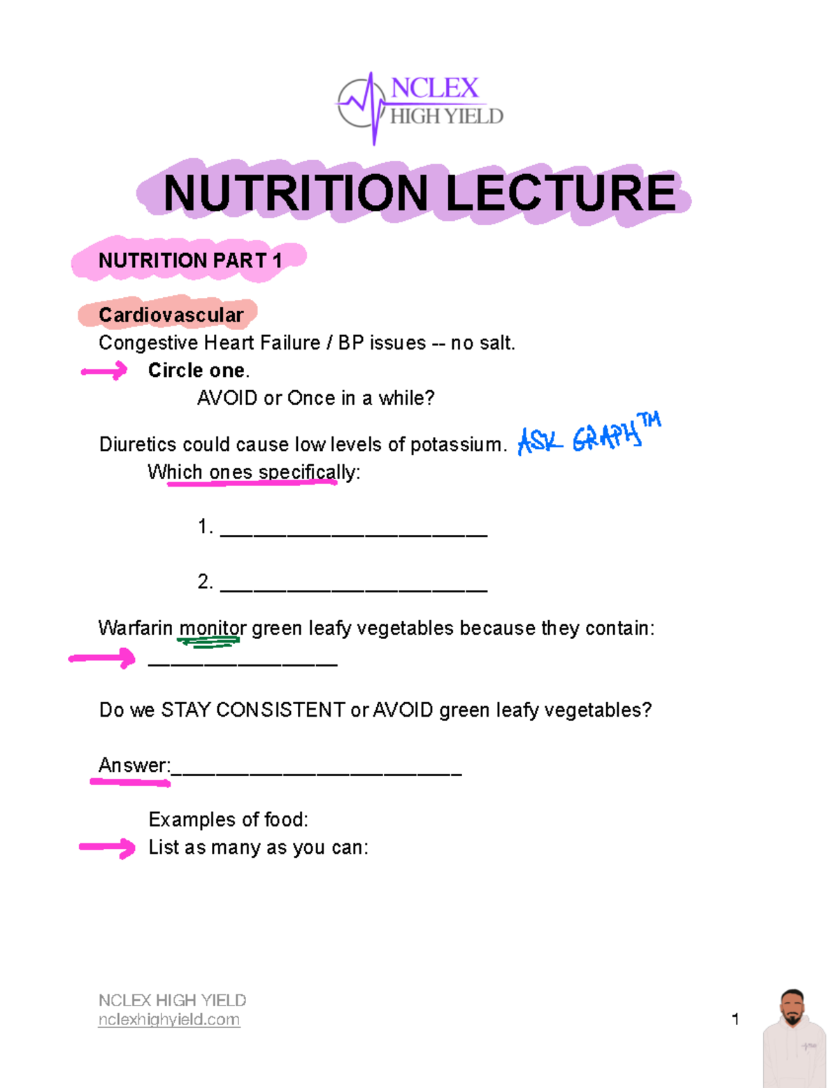 Nutrition Notes for NCLEX: High Yield Insights and Strategies - Studocu