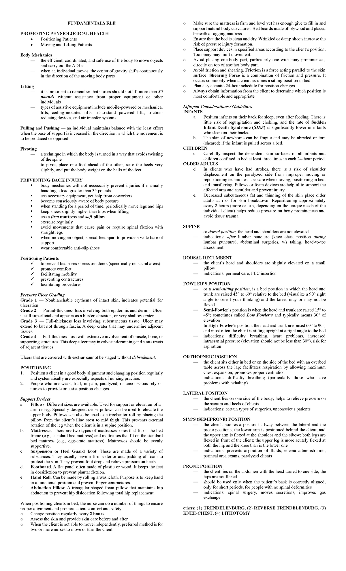 Physiological Health Promotion: Patient Positioning & Mobility ...