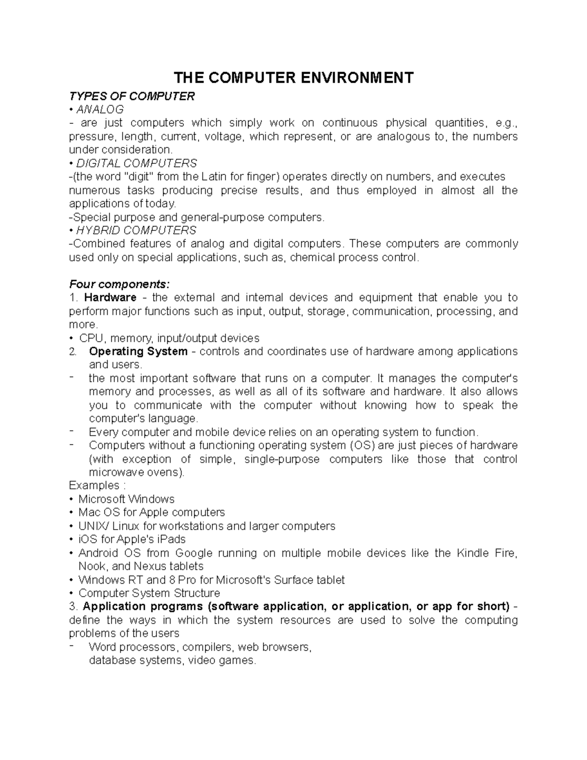 Computer Environment: Types, Structures, and EDP Methods Overview - Studocu