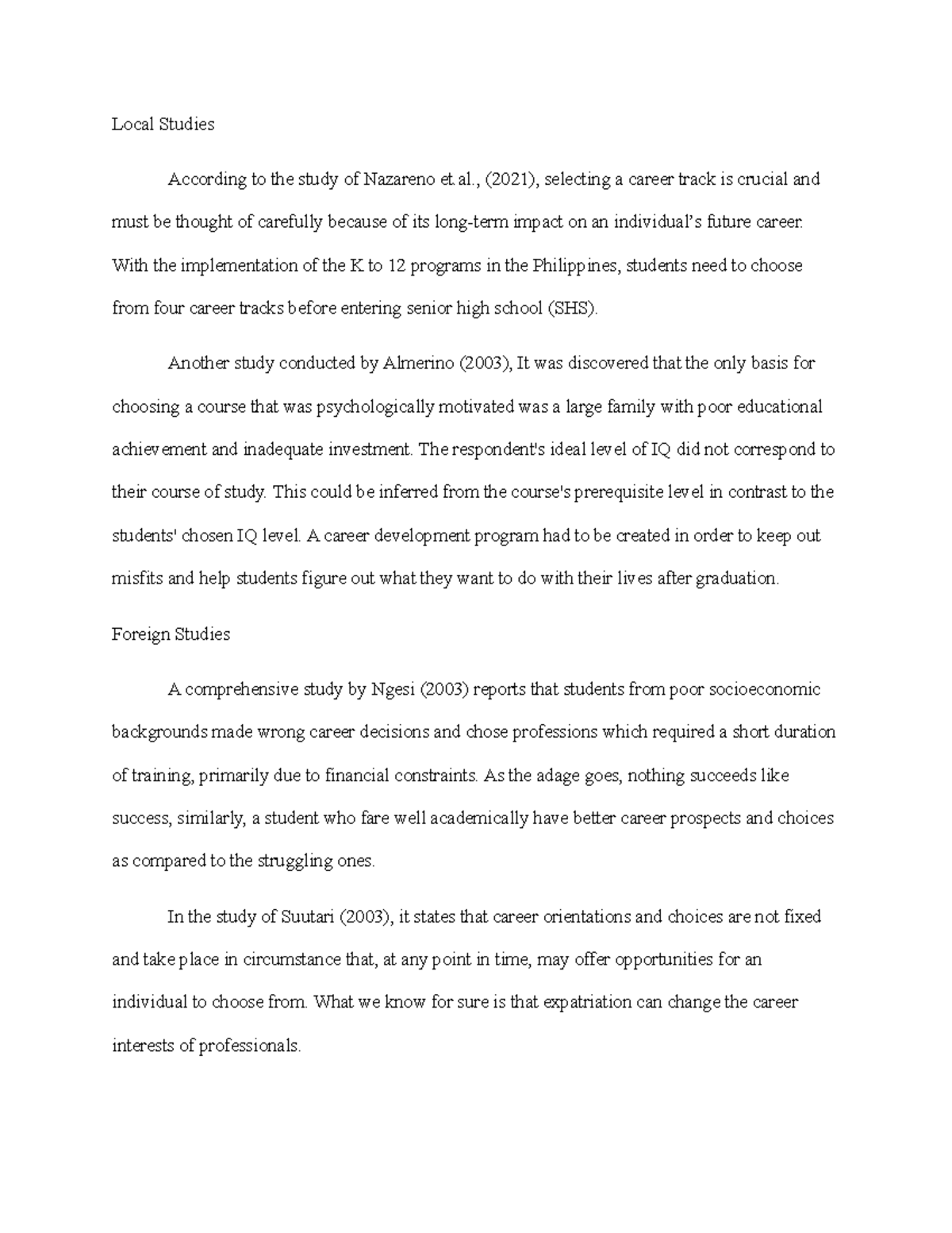 Rrs,rrl - pr2 - Local Studies According to the study of Nazareno et ...