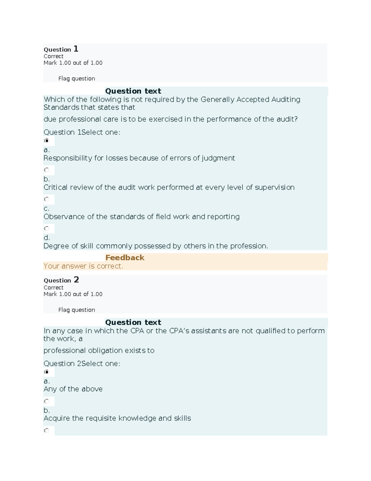UGRD-ACTG6480 MQ2 - Auditing Standards Quiz Questions and Answers - Studocu