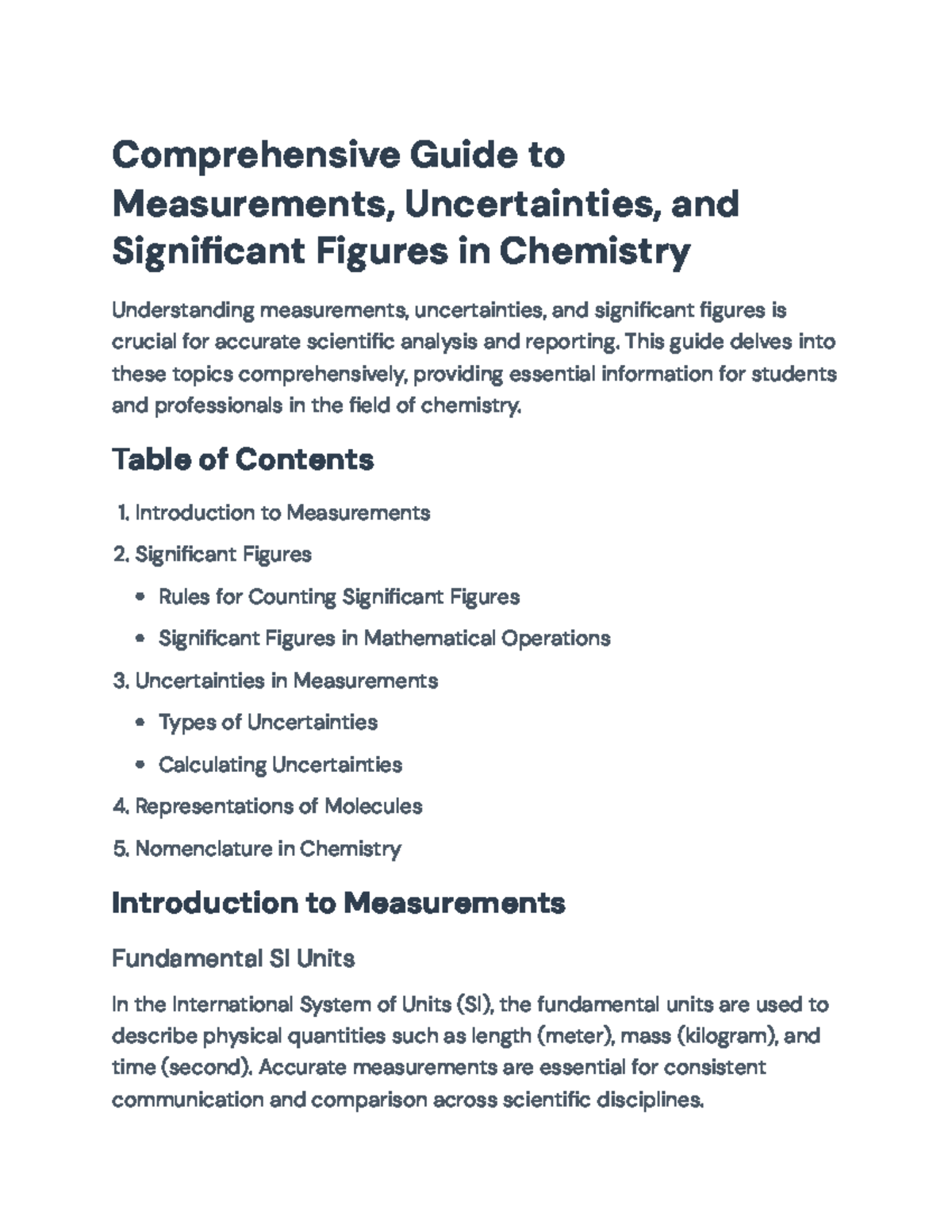 Comprehensive Guide to Measurements & Significant Figures in Chem - Studocu