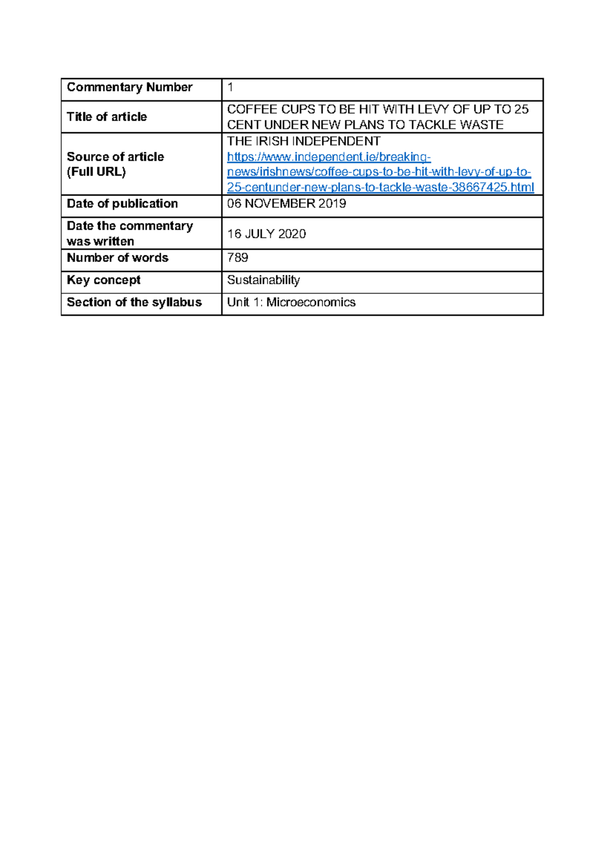 Economics IA Sample A - Commentary on Environmental and Fiscal Policies ...