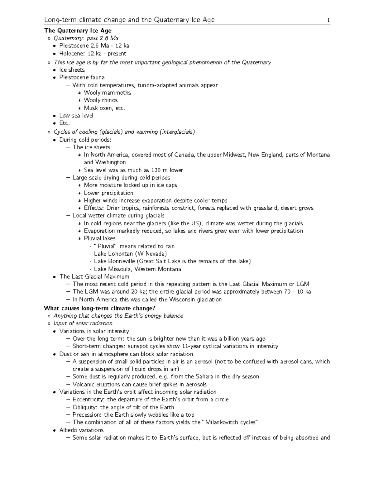 Long-term Climate Change and the Quaternary Ice Age Overview - Long ...