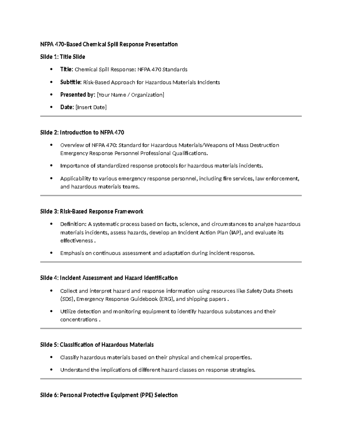 NFPA 470 Chemical Spill Response: Key Standards & Protocols - Studocu