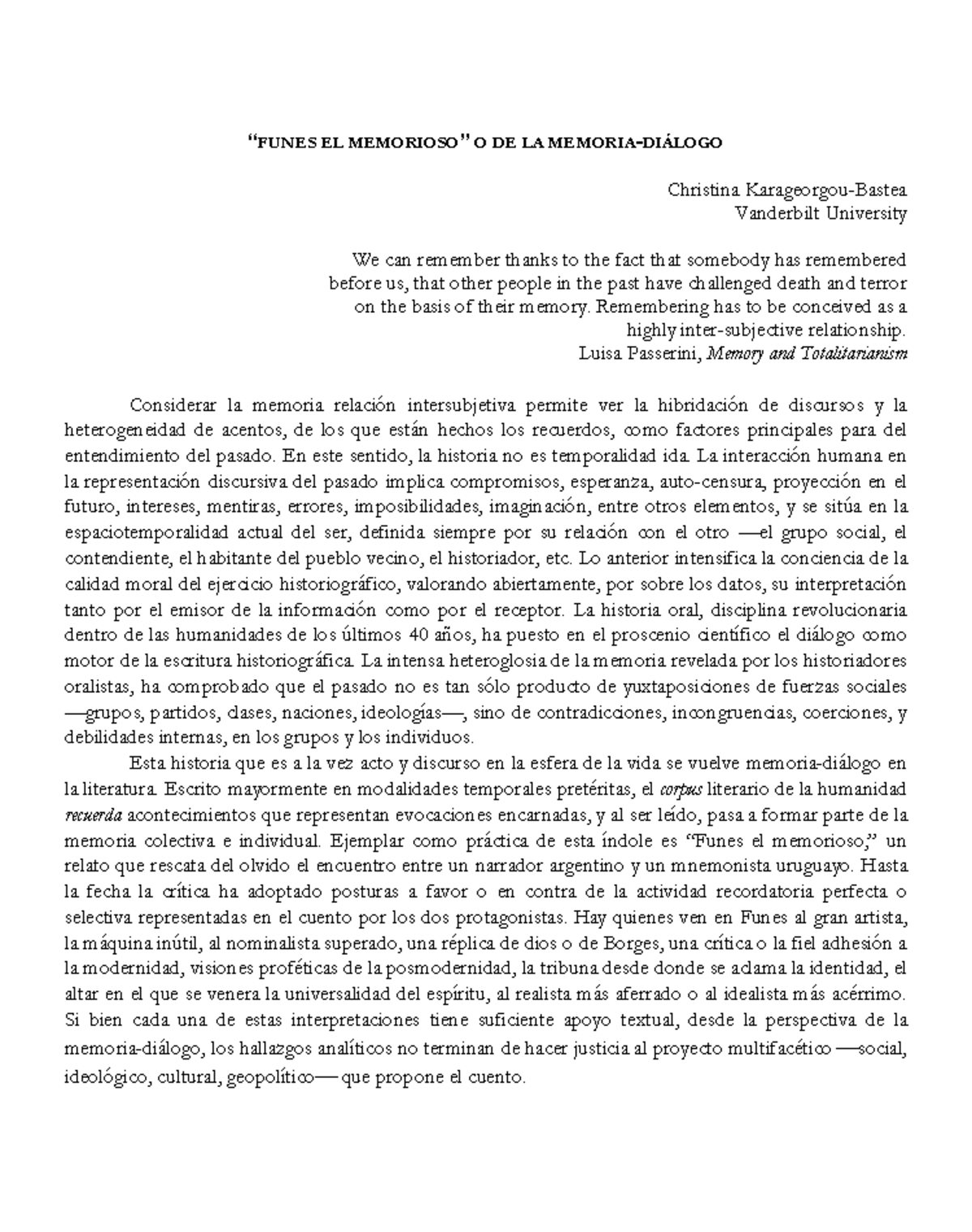 Funes el memorioso cuento de Jorge Luis Borges análisis - “FUNES EL ...