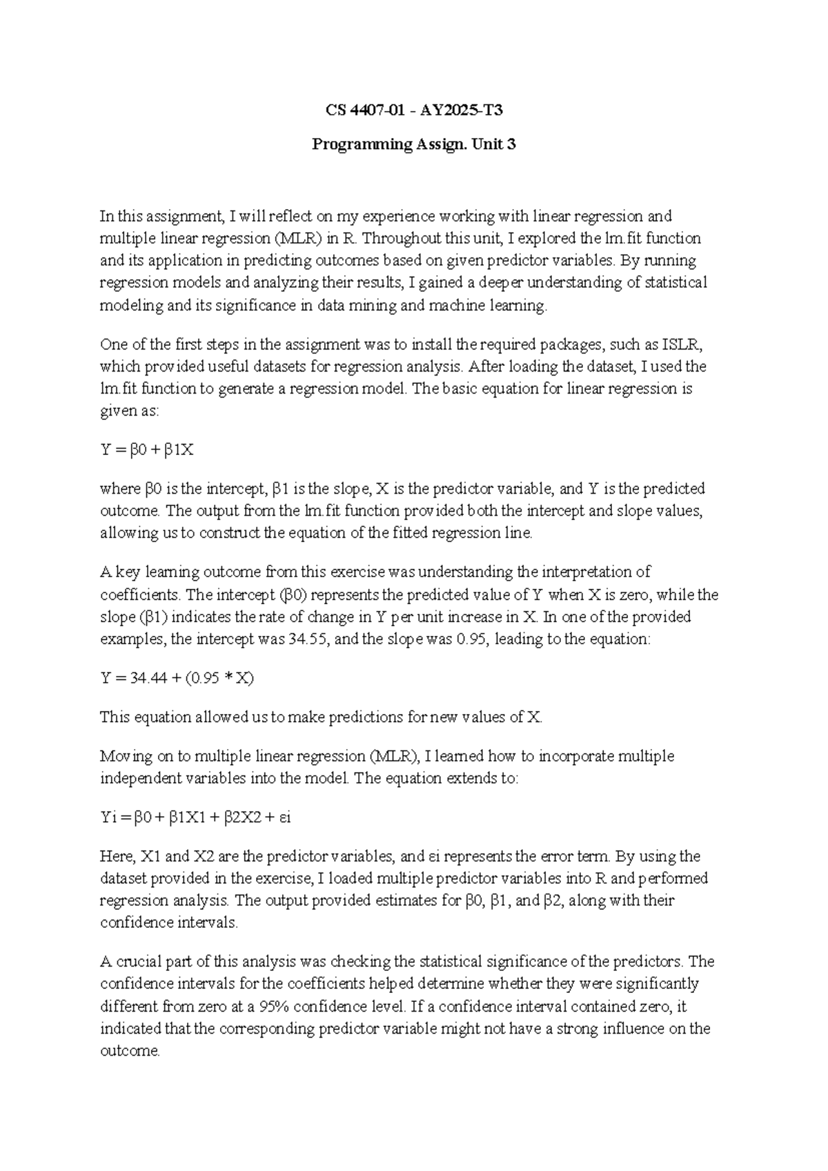 CS 4407-01 - AY2025-T3 Programming Assign. Unit 3 - CS 4407-01 - AY2025-T Programming Assign ...
