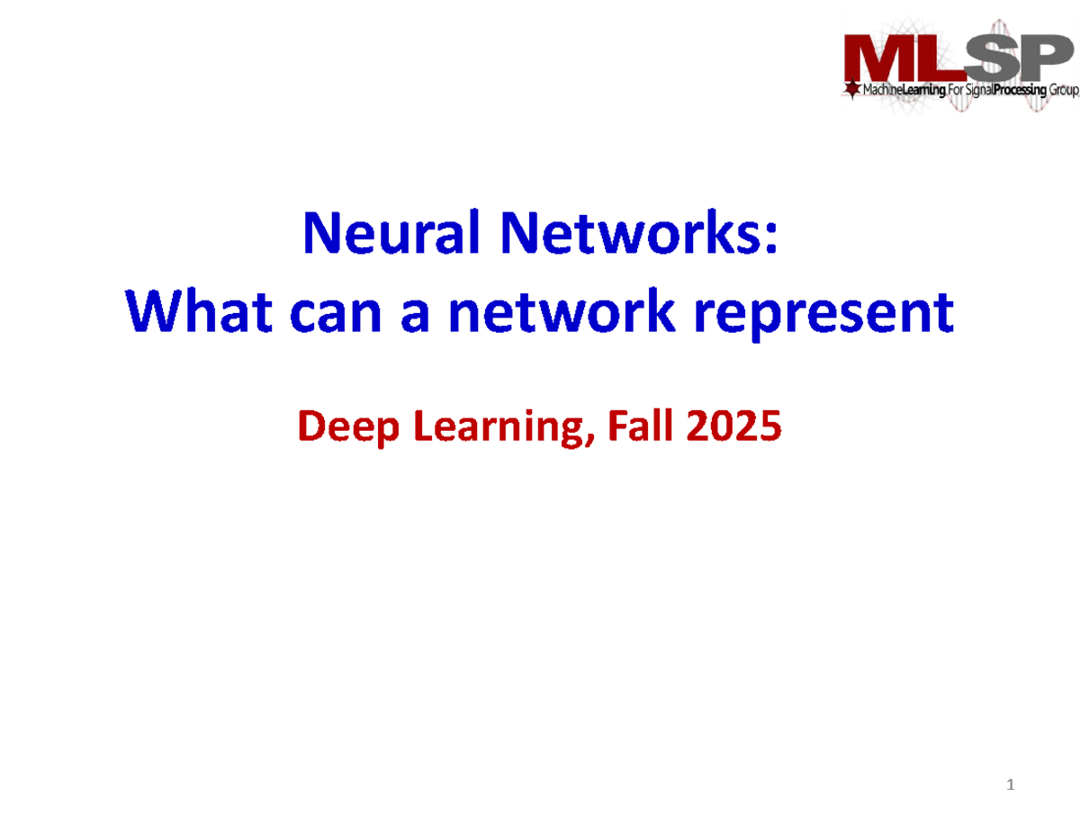 Deep Learning (CS101): Lecture 2 - Neural Networks Overview - Studocu