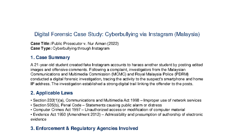 Digital Forensic Case Study: Cyberbullying on Instagram (MAL 2022 ...