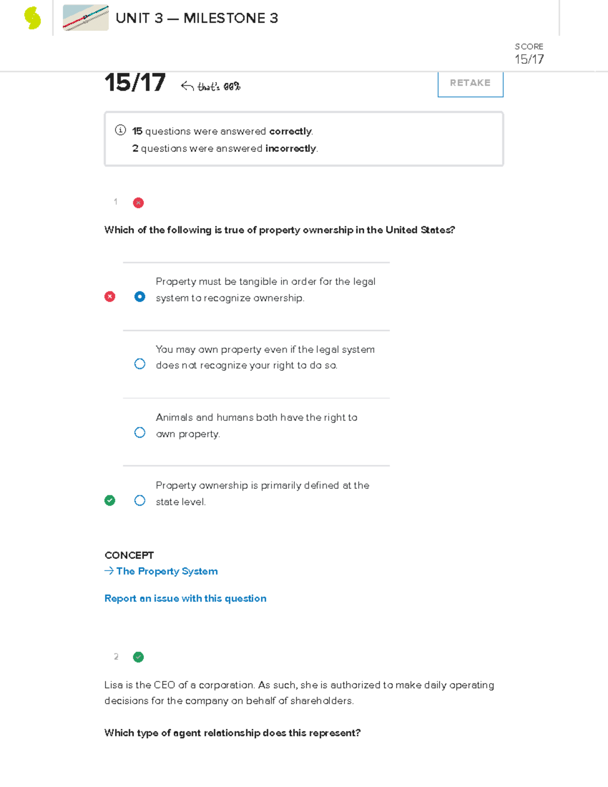 Unit 3 Milestone 3 Exam Review - Property Law and Agency Principles ...