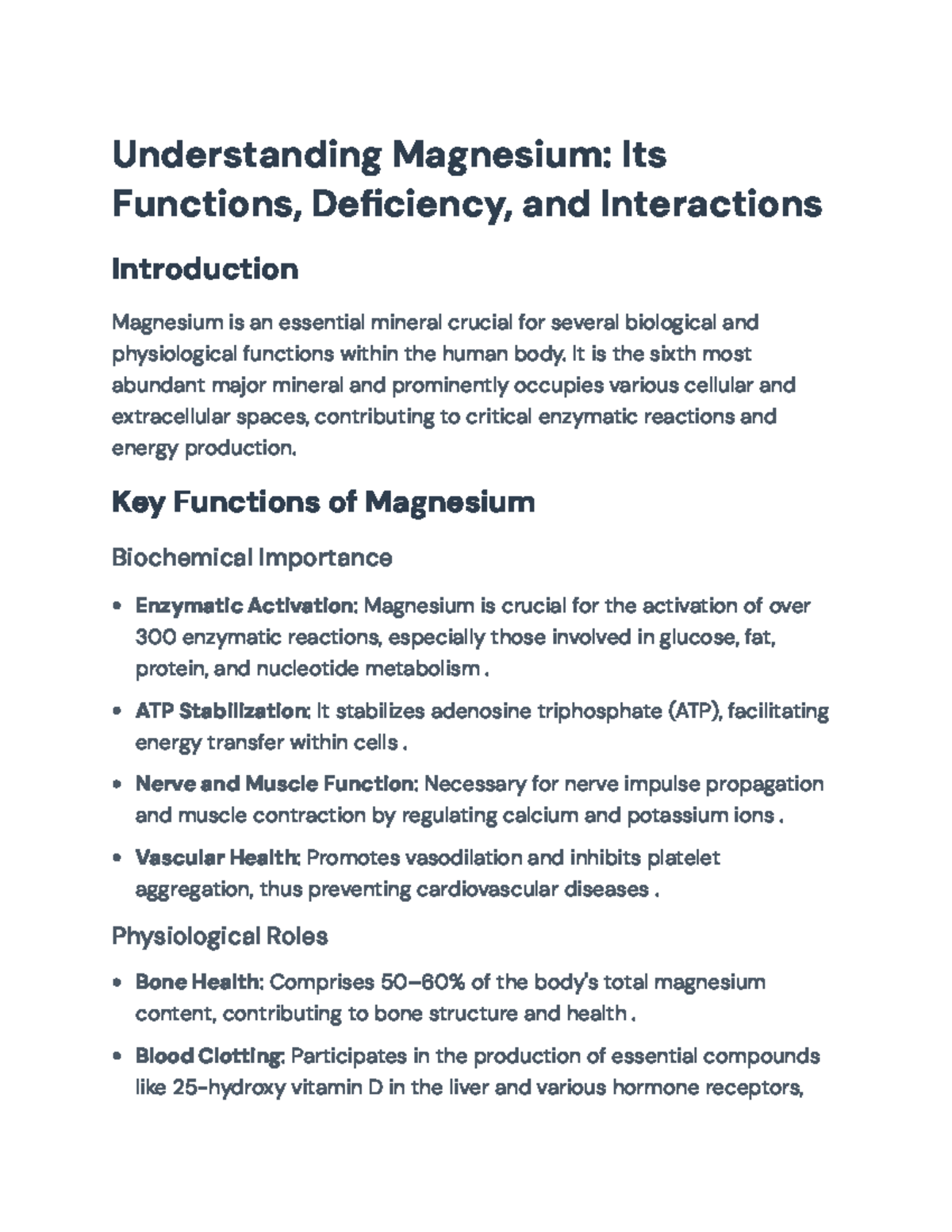 Understanding Magnesium: Functions, Deficiency, and Nutrition ...