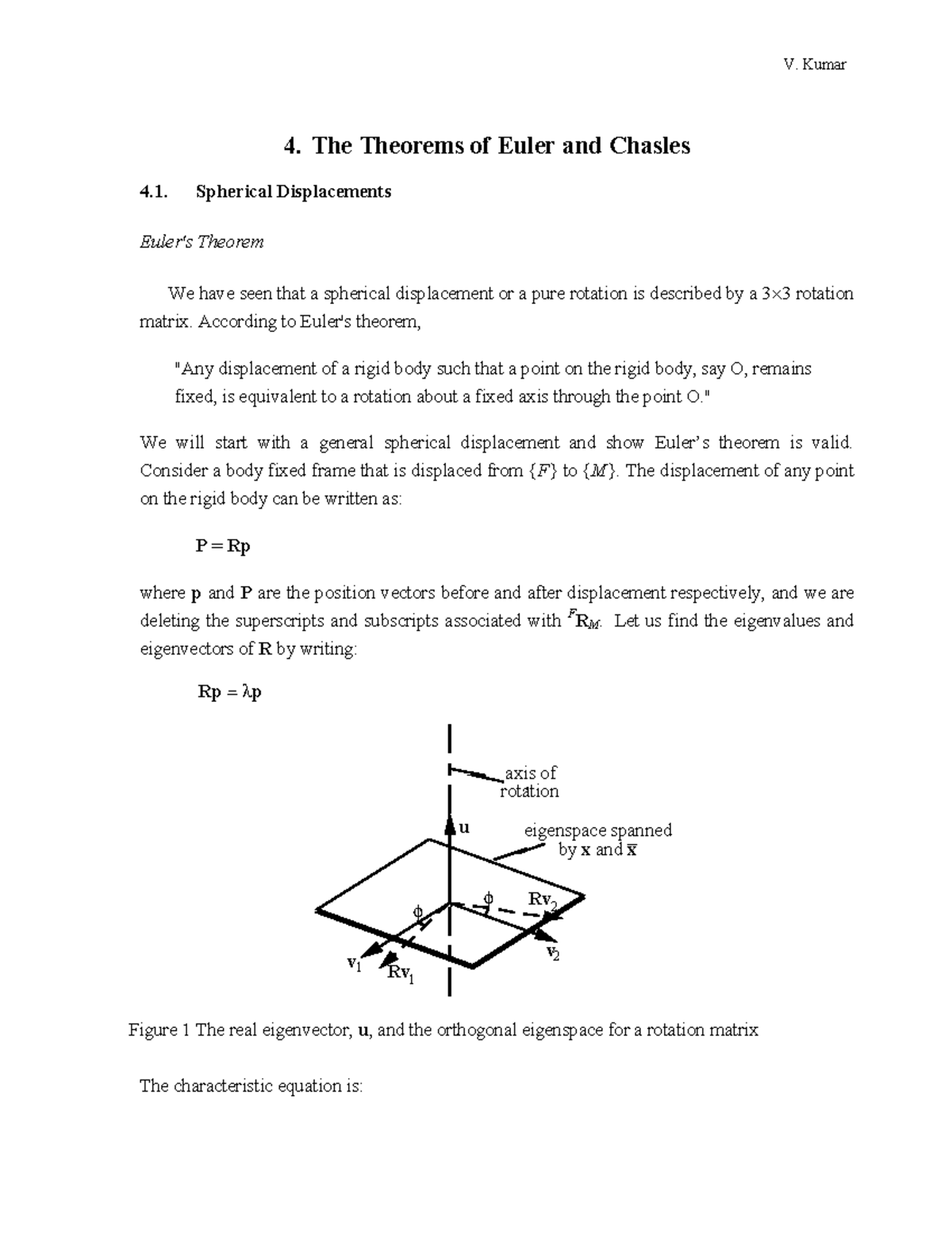 4. Euler and Chasles' Theorems in Spherical Displacements - Studocu