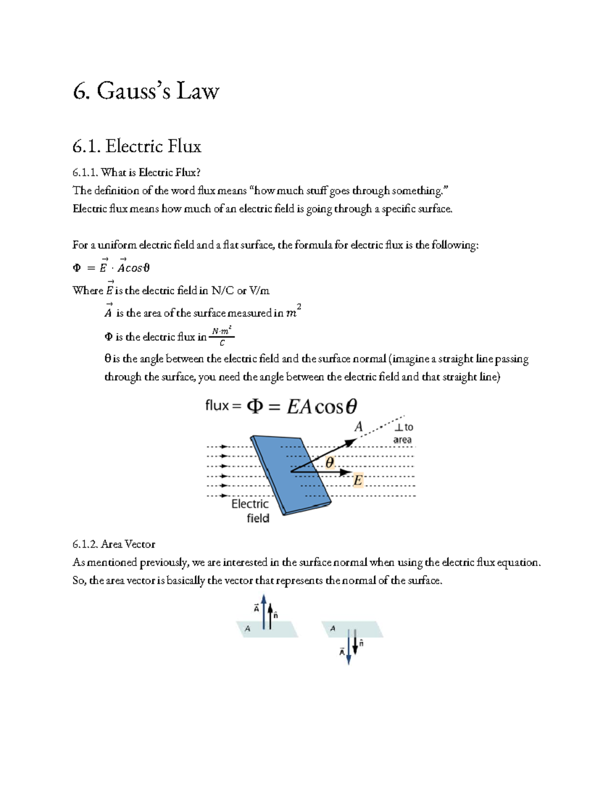 Gauss's Law Notes (PHYS 101) - Understanding Electric Flux and Symmetry ...