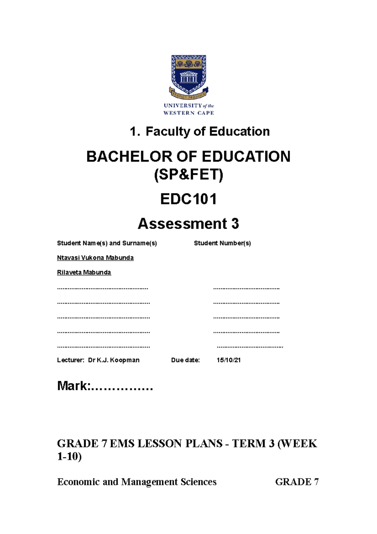 4 Lesson Plan Gr. 7 Life Orientation Term 3 Week 4 - PLANNING ...