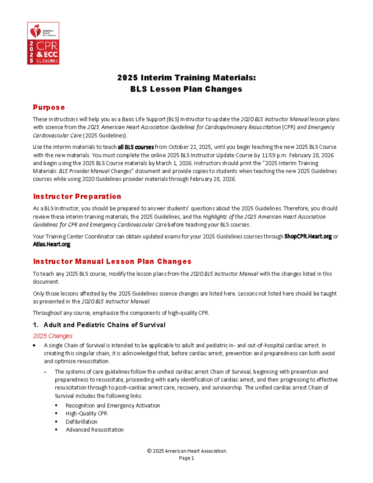2025 BLS Interim Training Materials: Lesson Plan Updates - Studocu