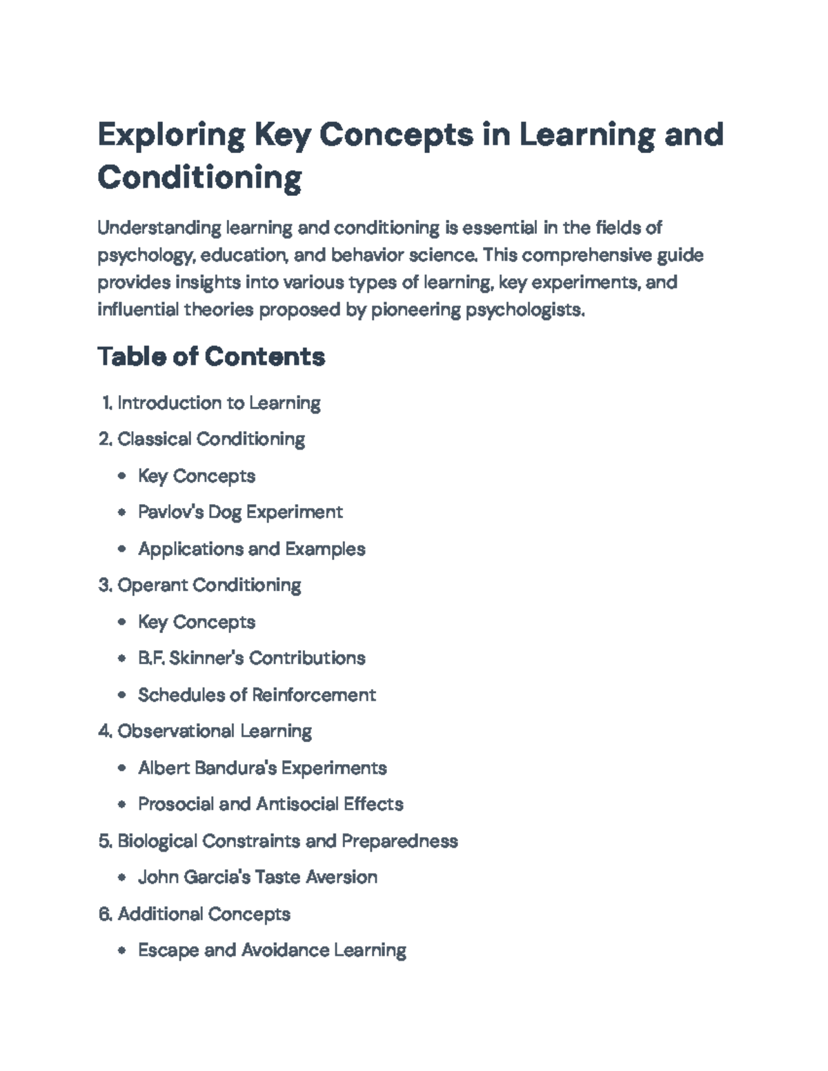 Understanding Learning & Conditioning: Key Theories & Concepts - Studocu