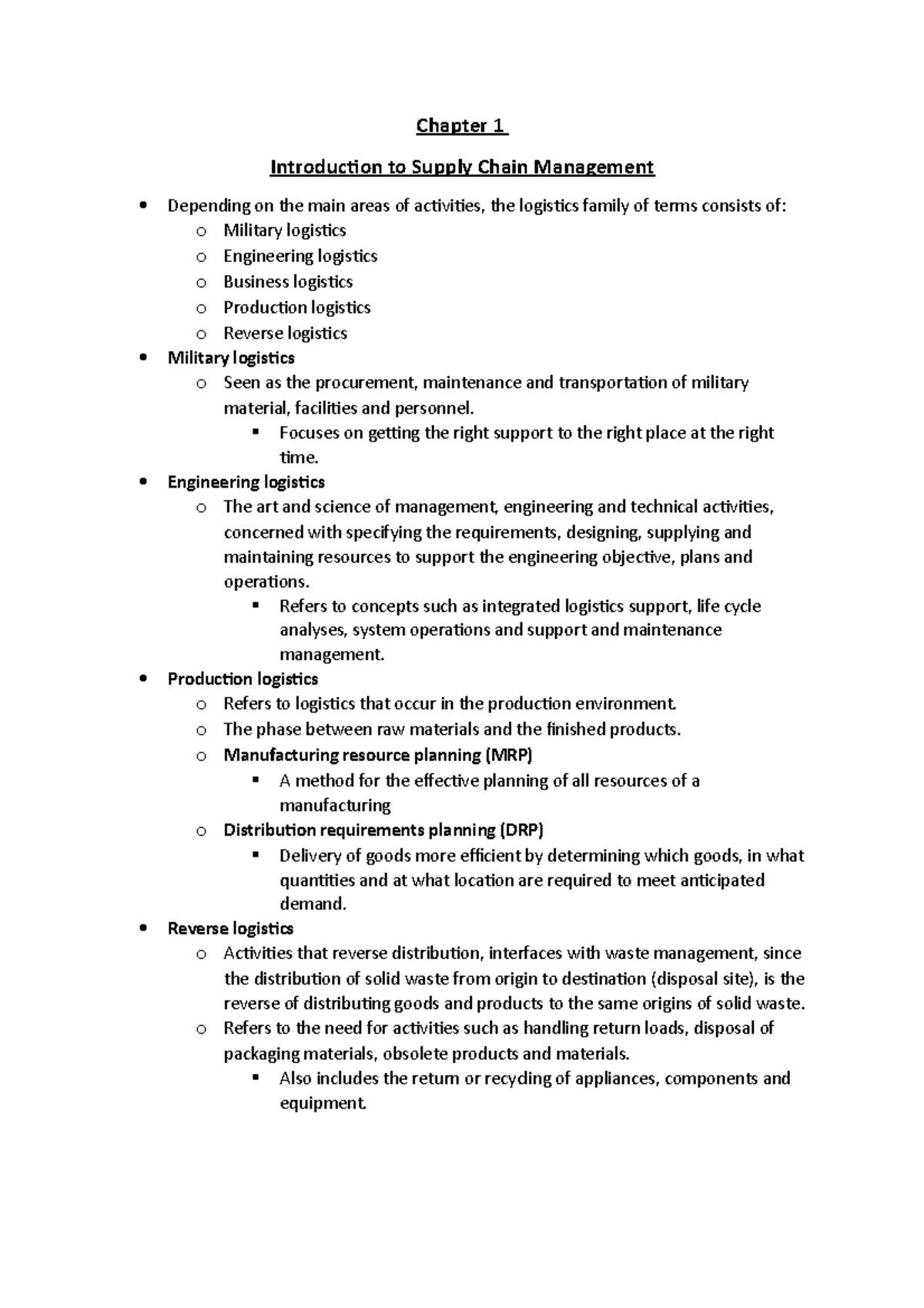 Chapter 1 - Supply Chain Management Lecture Notes - Studocu