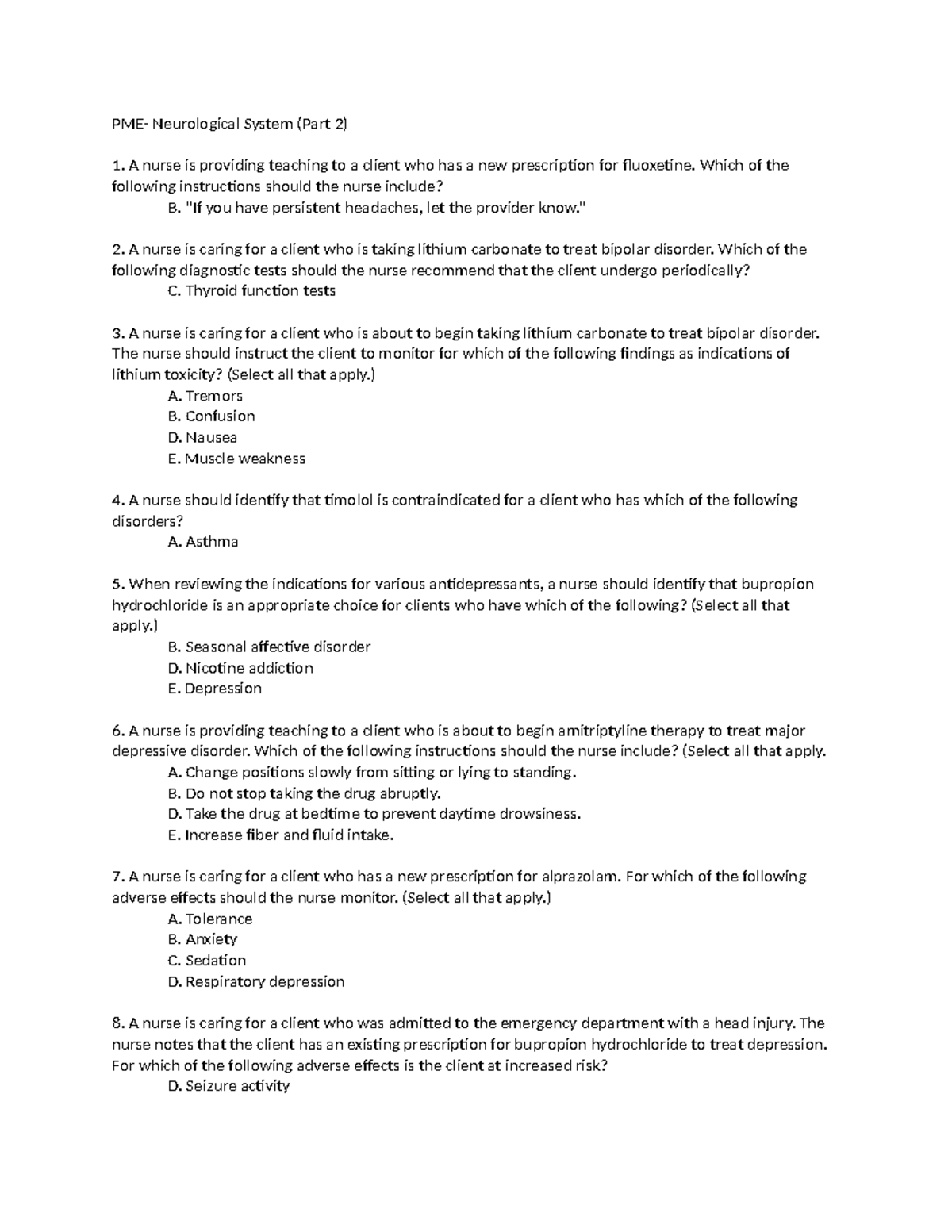 PME- Neurological System Review: Key Nursing Considerations (Part 2 ...