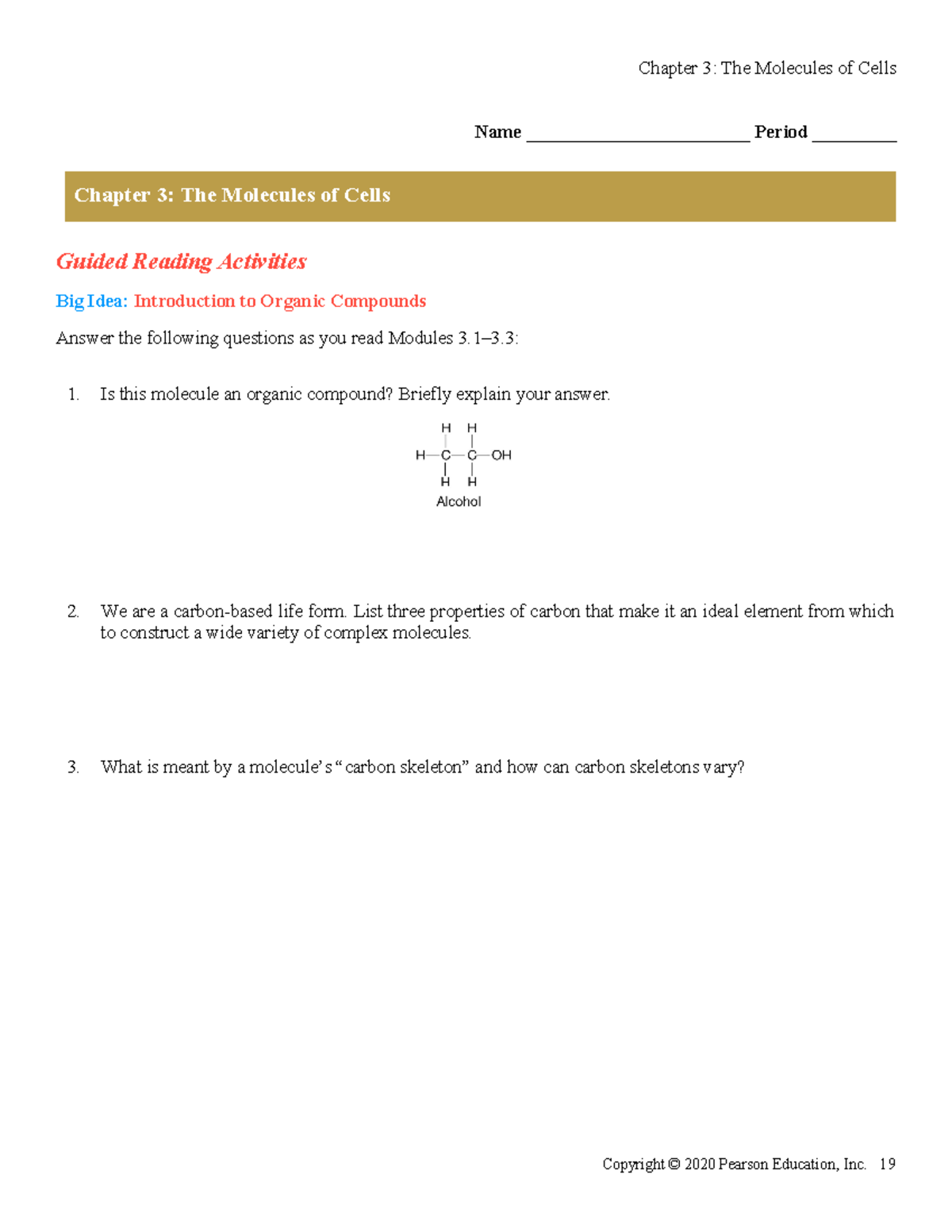 HBiology Chapter 3 Fill-in-the-Blanks Guided Reading Activities - Studocu
