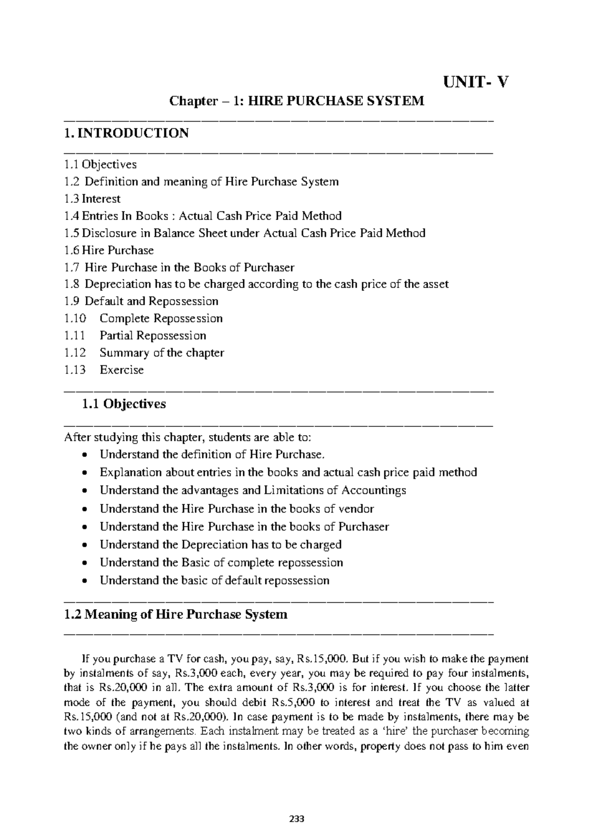 Hire Purchase System: Insights & Accounting Practices U5L1 - Studocu