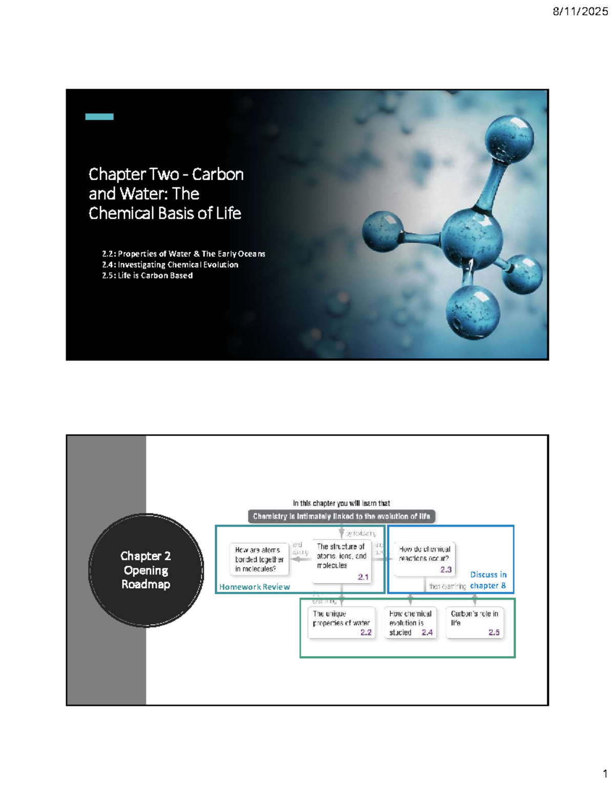 Chapter 2: The Chemical Basis of Life - Water & Carbon Properties - Studocu