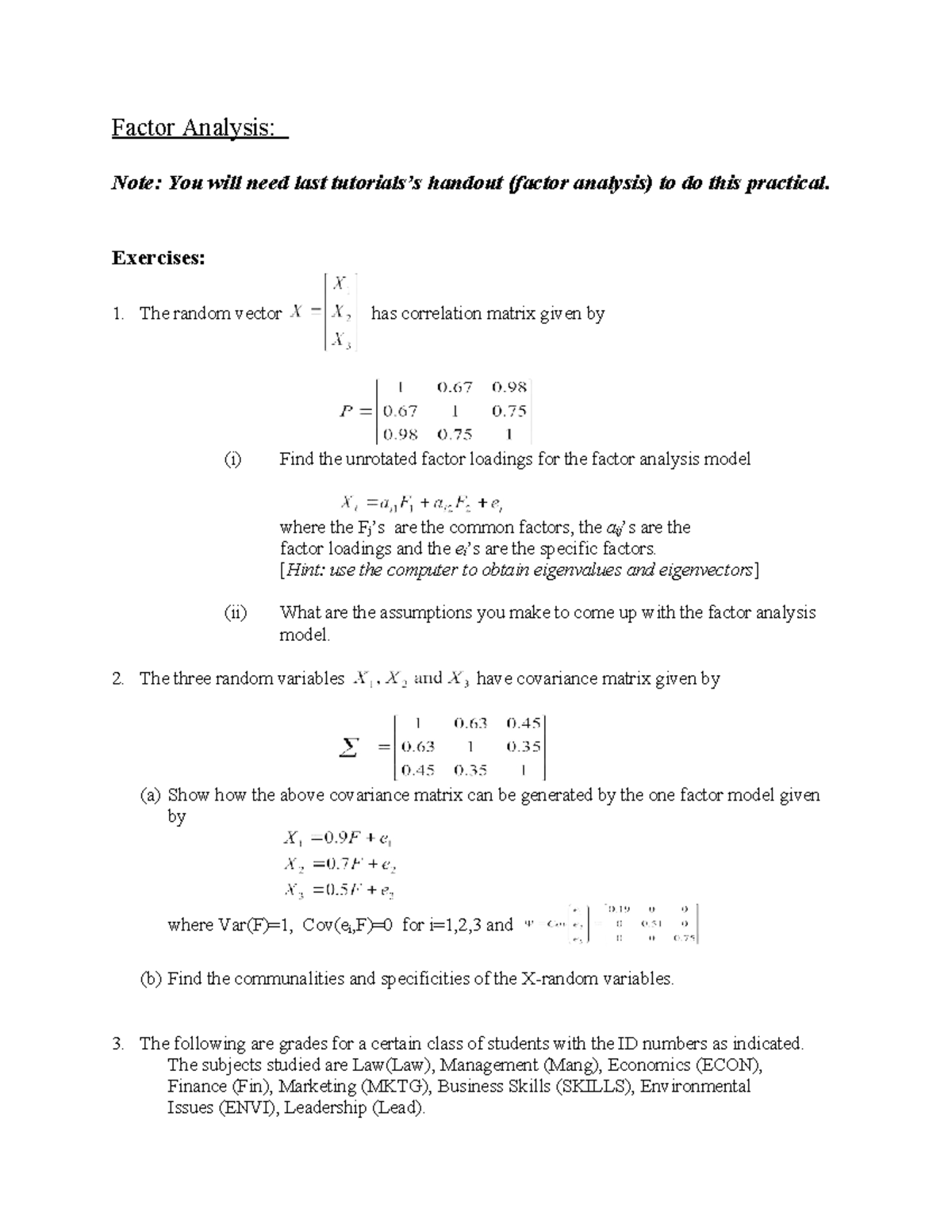 Factor Analysis Tutorial 2026: Practical Exercises and Models - Studocu