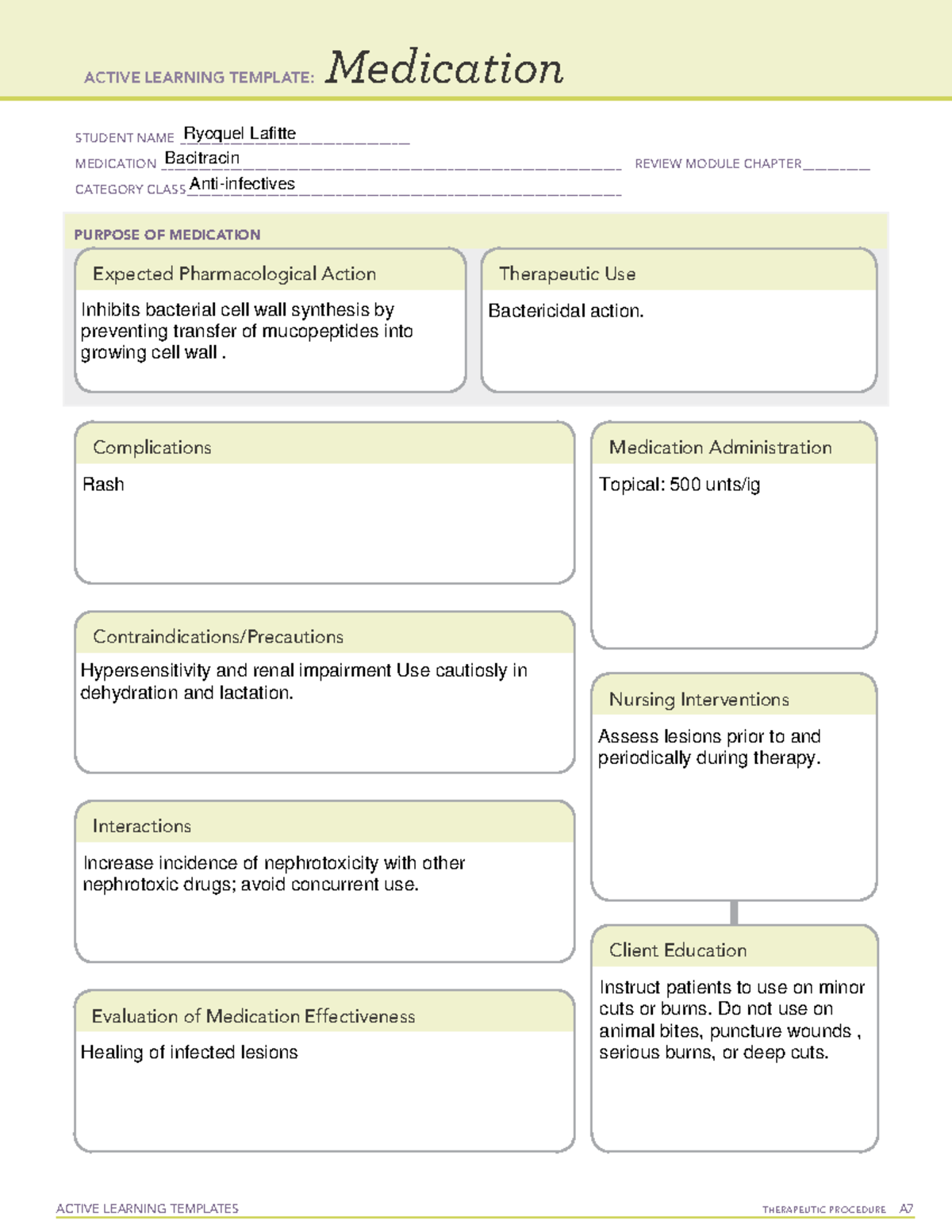 Bacitracin - Active Learning Template for ATI Med 101 - Studocu