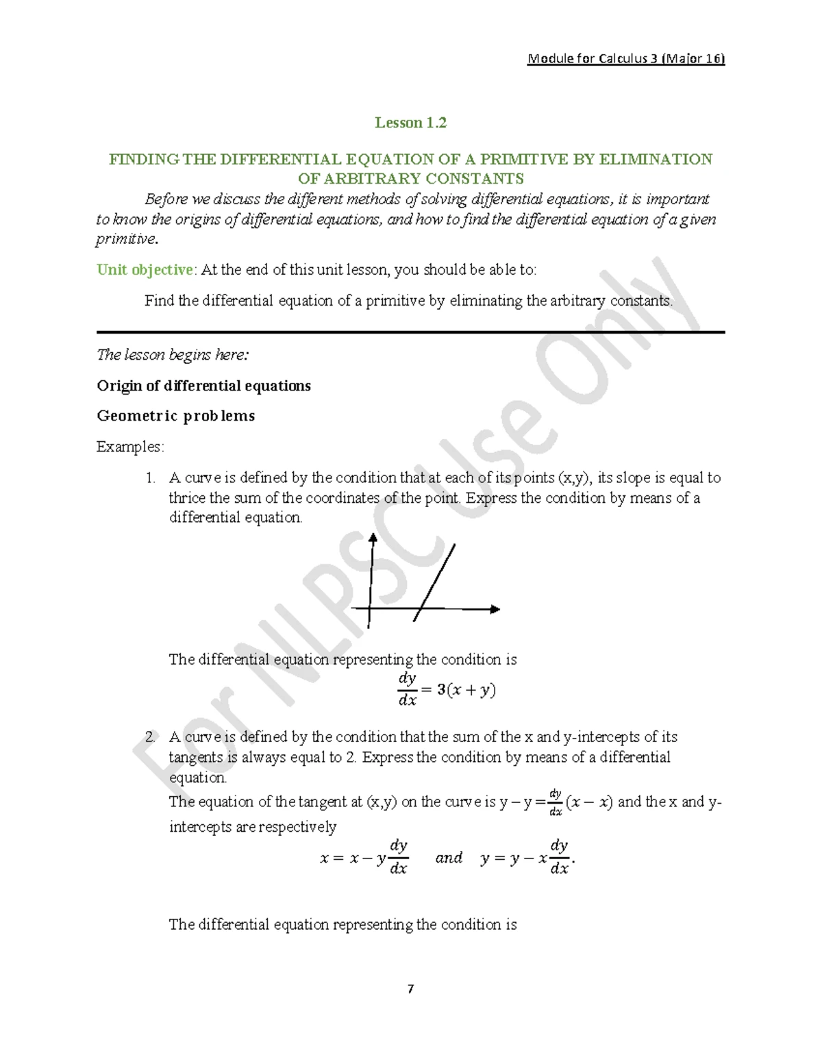 Calculus 3 - Family of Curves - Lesson 1 – FAMILY CURVES Unit Objective ...