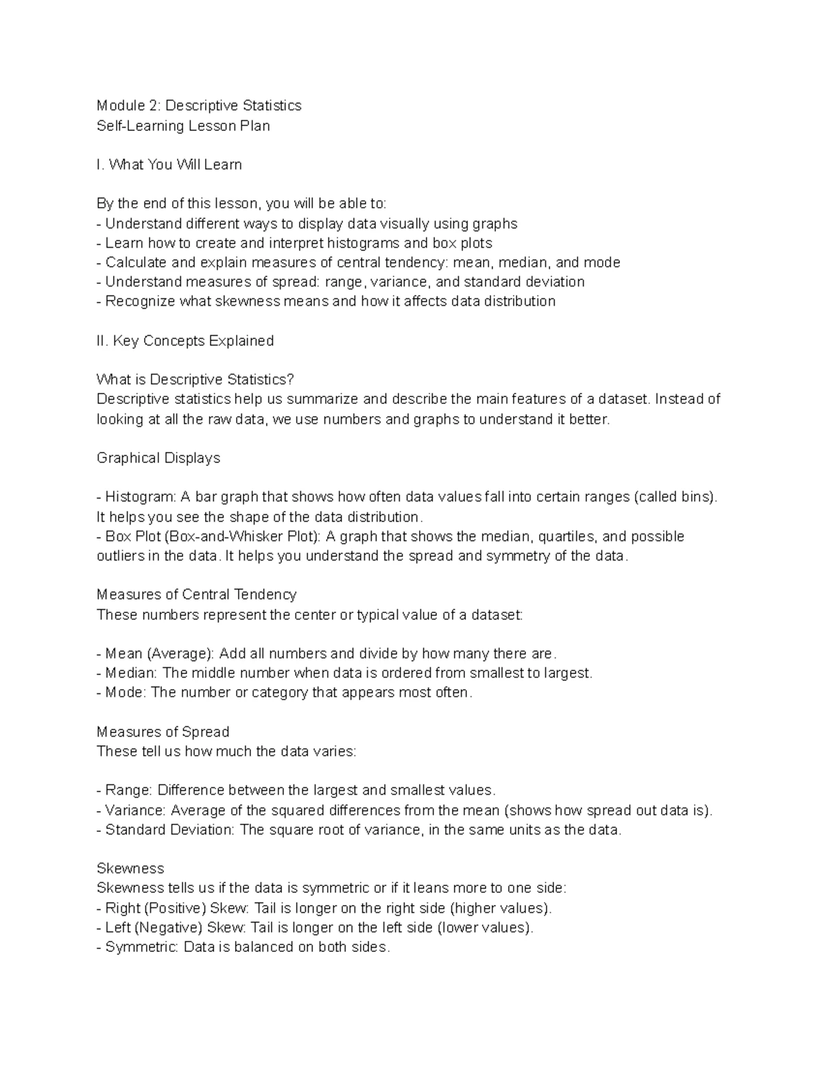 Module 3: Probability Lesson Plan and Key Concepts - Studocu