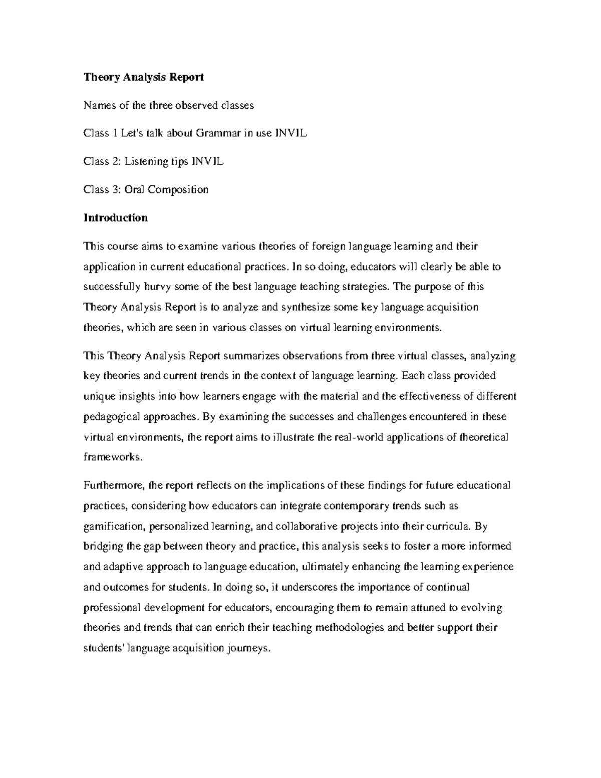 UNAD Theory Analysis Report on Language Learning Theories and Practices ...