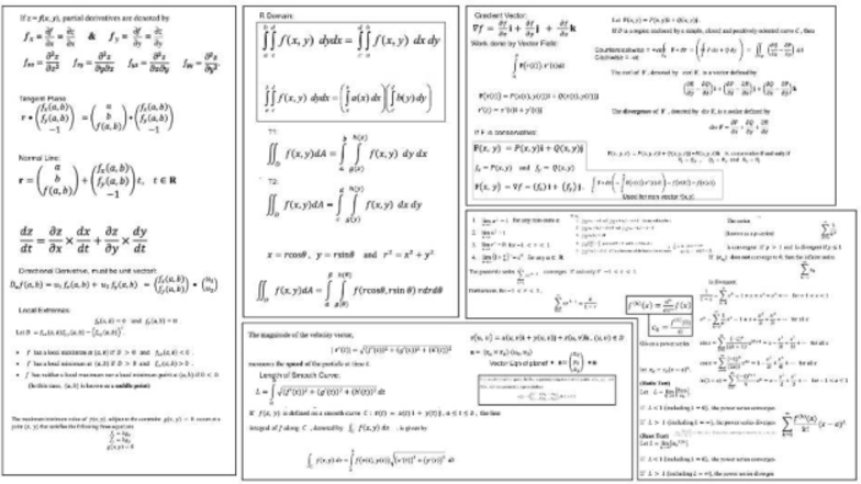 MA1511 Cheat Sheet: Partial Derivatives, Gradient, and Vector Fields ...