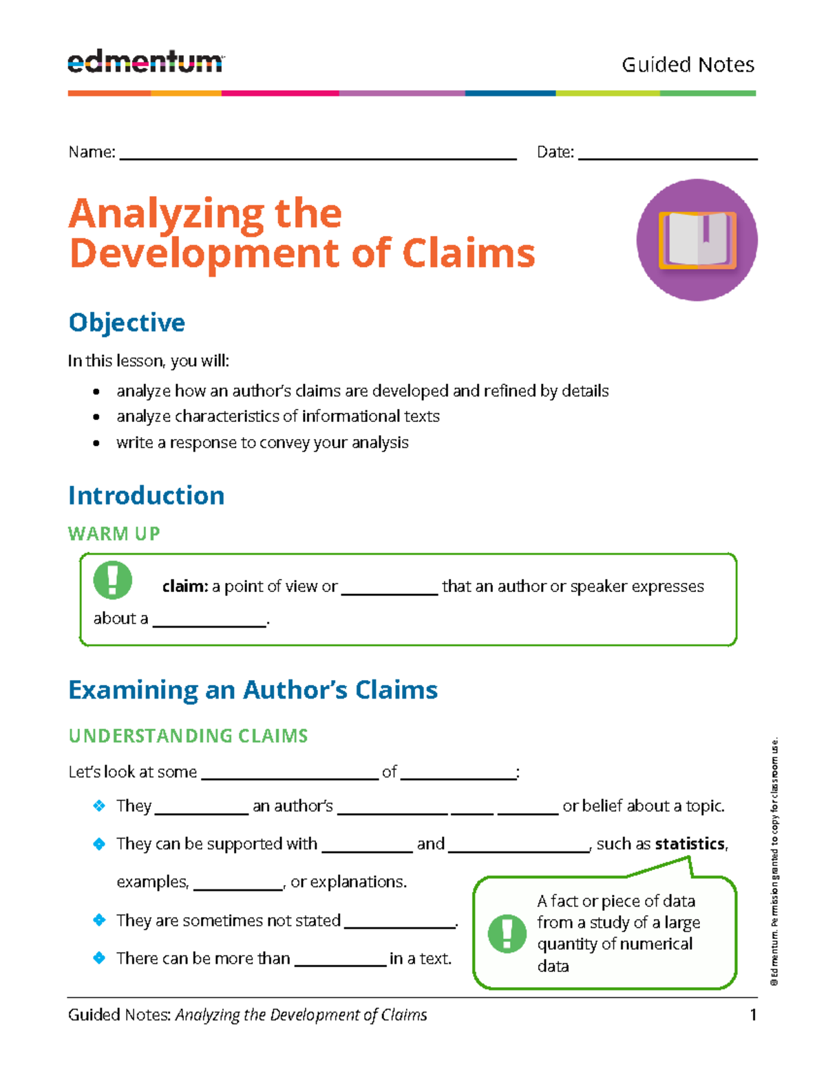 TX English 10 Unit A3 Guided Notes: Analyzing Claims Development - Studocu