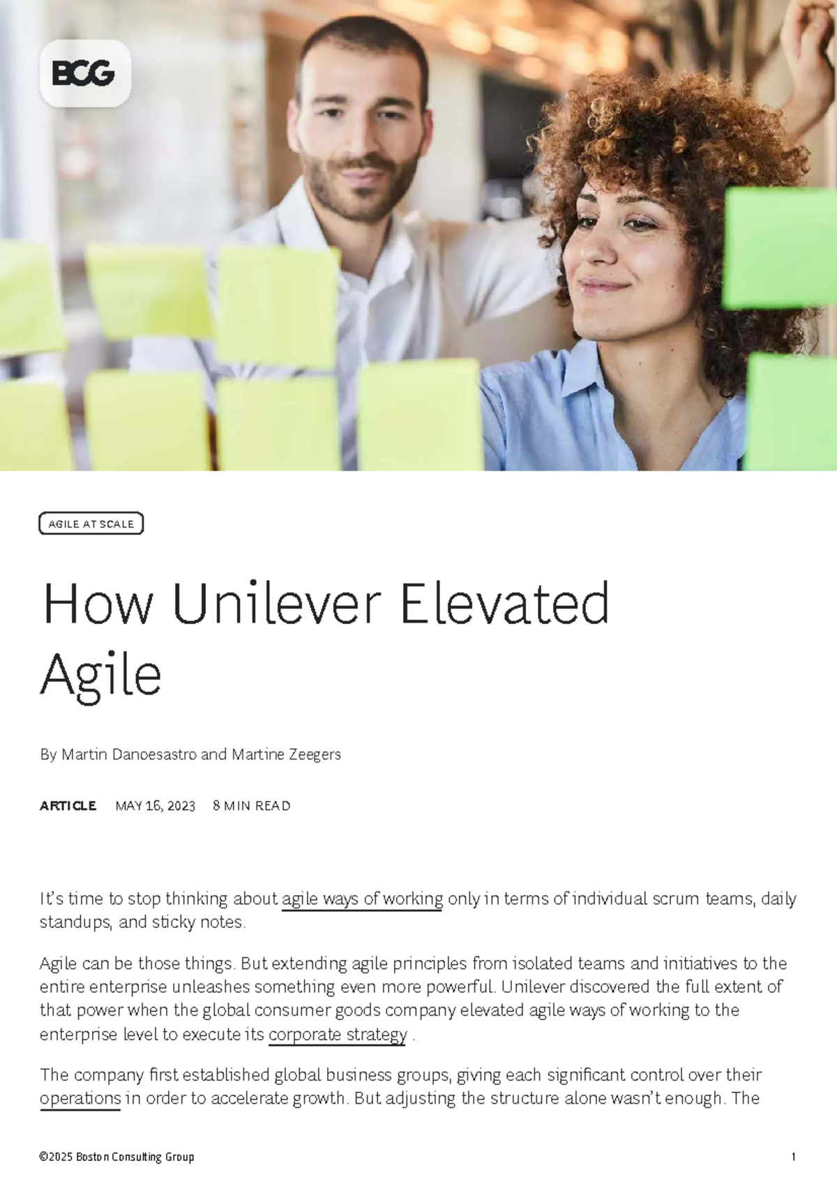 AGILE AT SCALE: Unilever's Transformation Journey (BCG Case Study ...