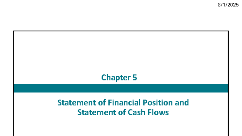 Chapter 5: Financial Position & Cash Flows Overview (KTTC) - Studocu