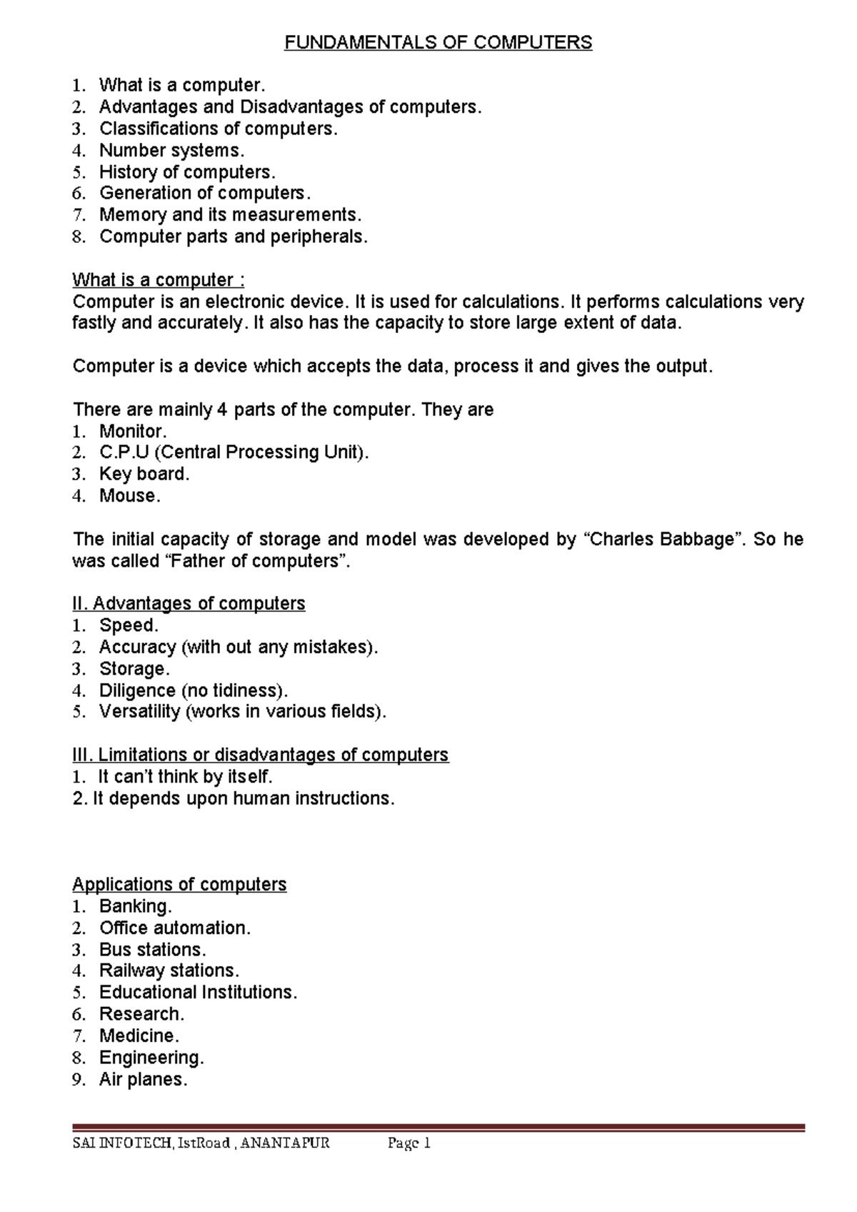 Fundamentals of Computers & MS-Office Notes - Final Exam Guide - Studocu
