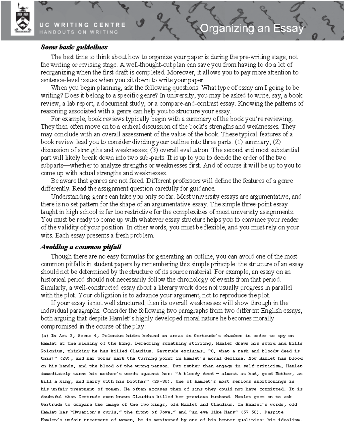 Guidelines for Organizing an Essay: Tips and Strategies (ENG 101) - Studocu