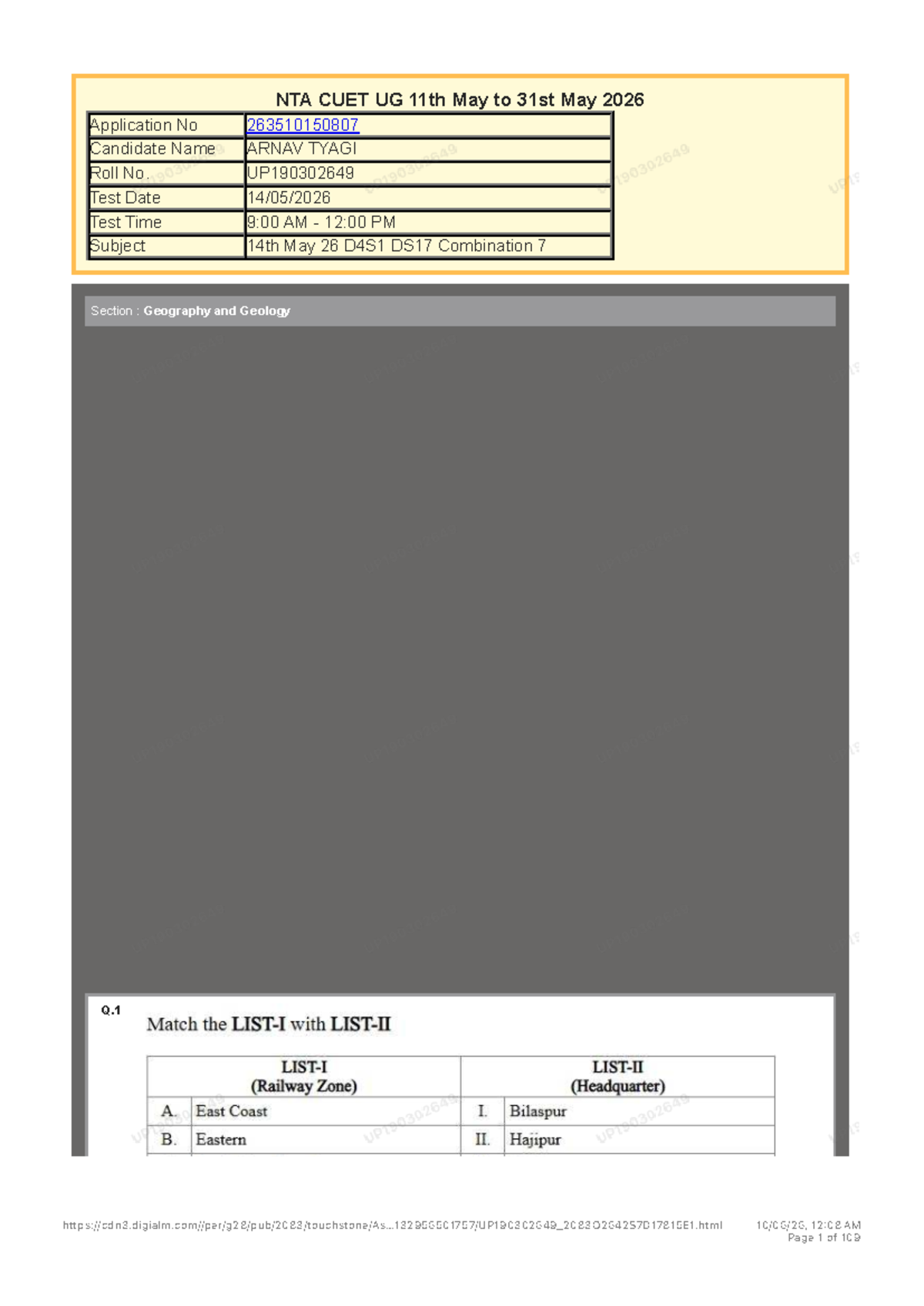 NTA CUET UG 2026: Geography & Geology Practice Material - Studocu
