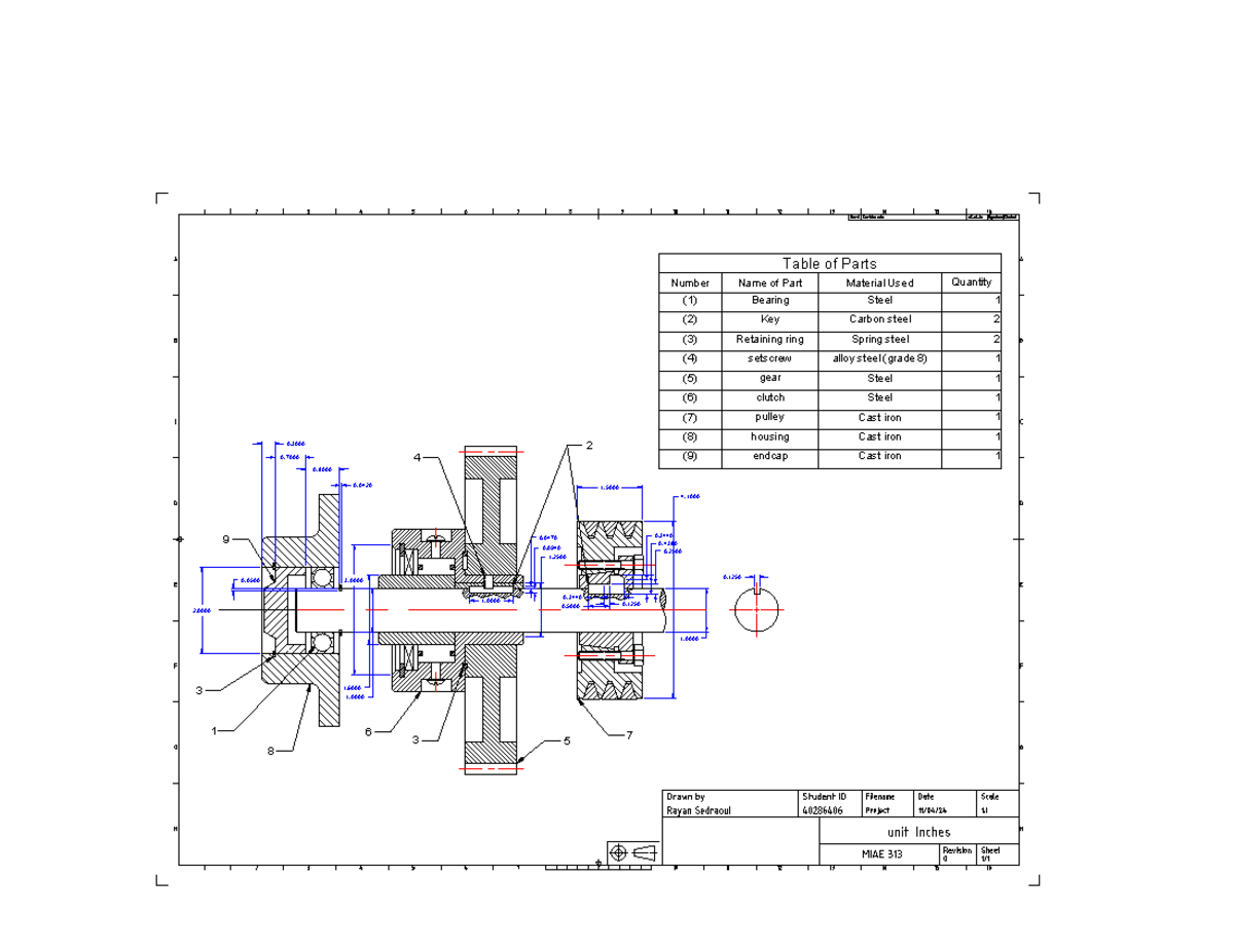 Project 313 - MECH 313 - Table of Parts Number Name of Part Material ...