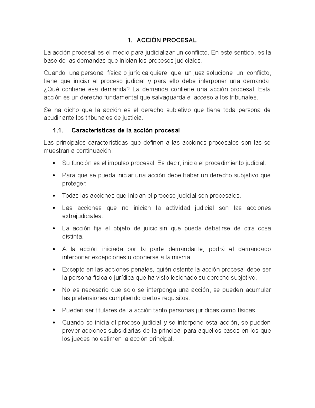 Acción procesal: fundamentos y características del derecho judicial ...